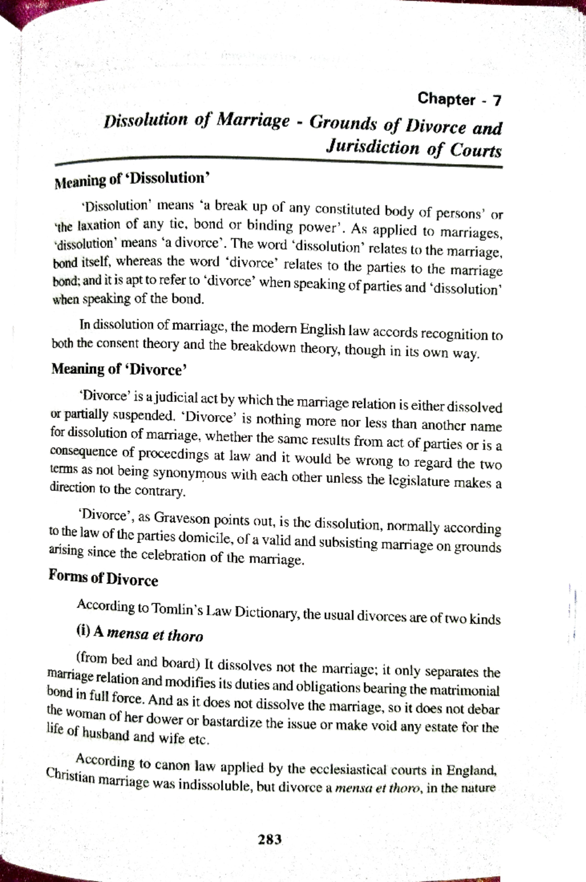 Dissolution of marriage - As applied to marriages, dissolution' means ...
