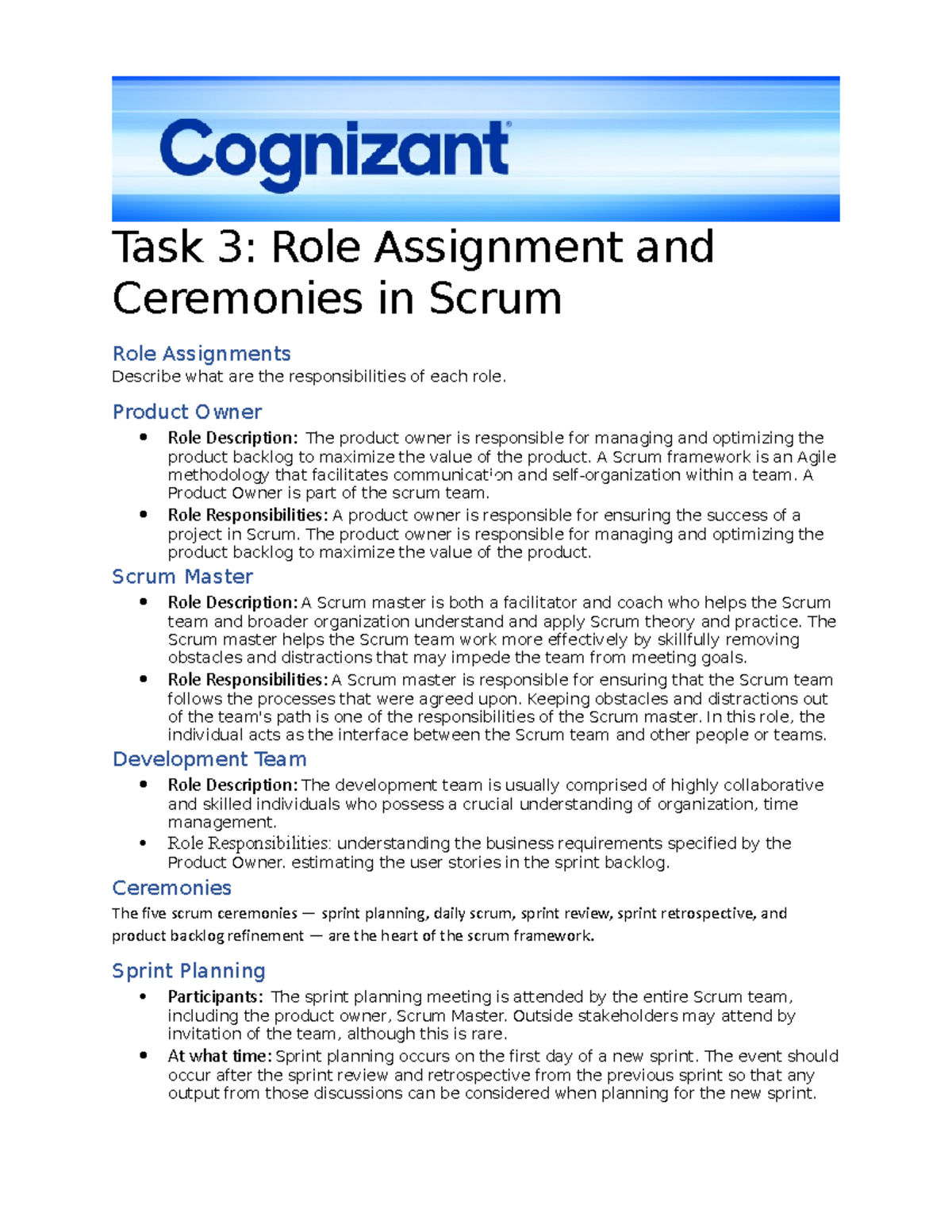 Task 3 Deliverable Template C - Task 3: Role Assignment and Ceremonies ...