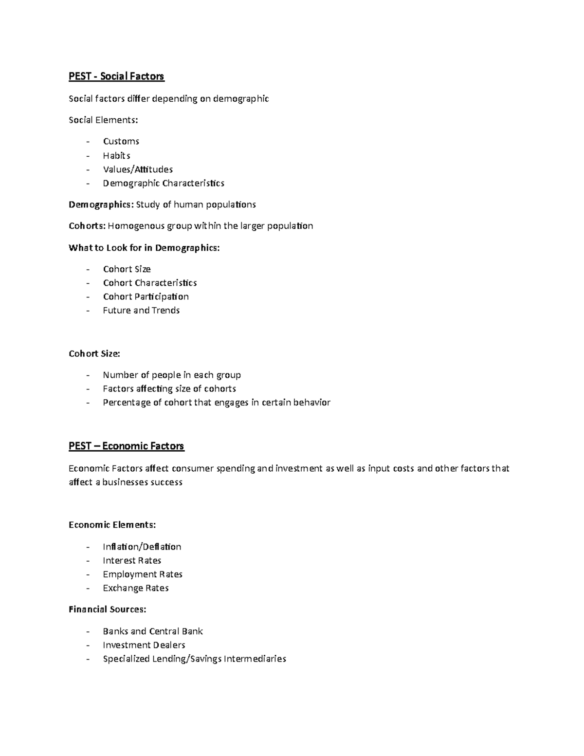 BU111 Social, Economic and Annuity Notes - PEST - Social Factors Social ...