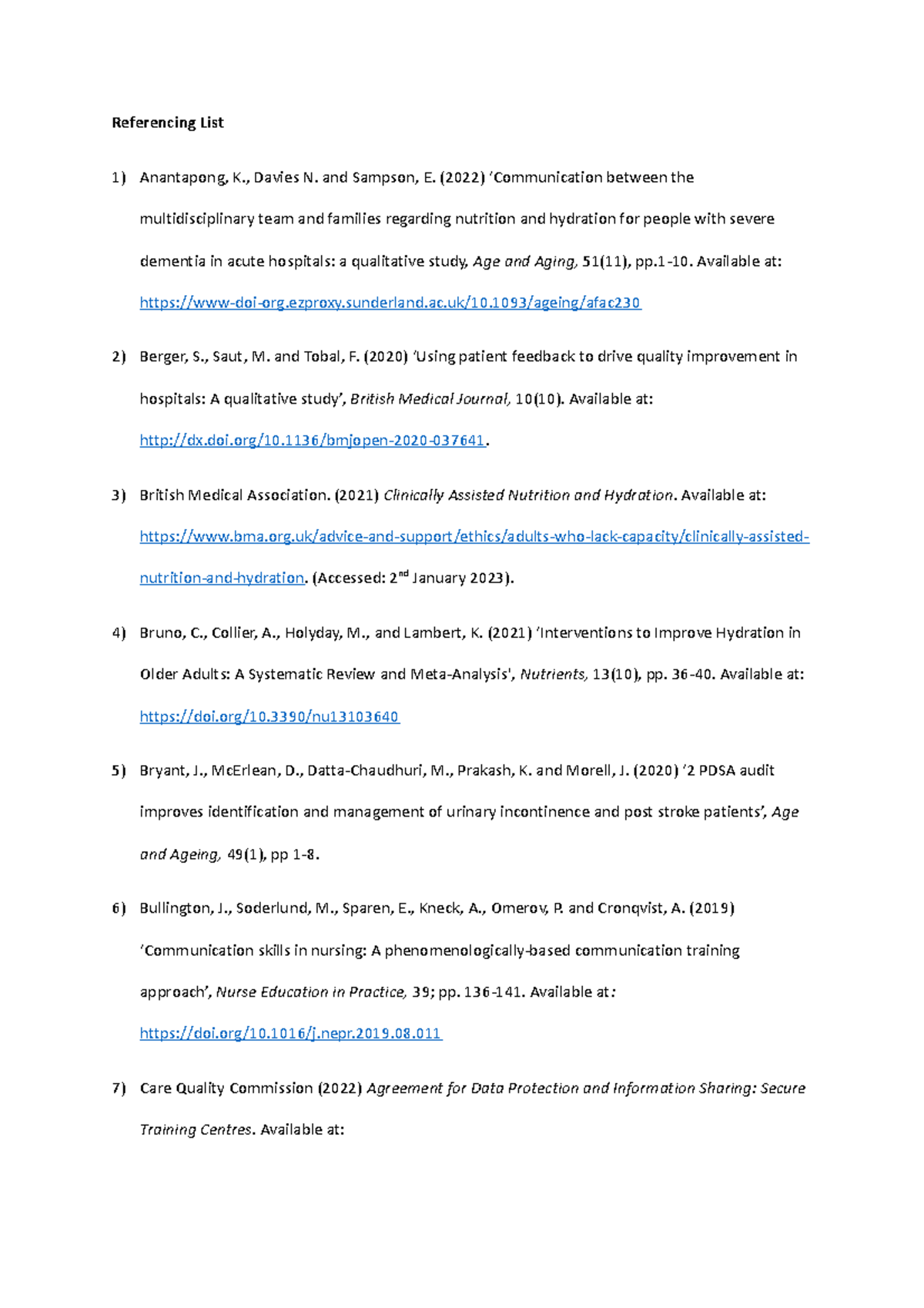 Referencing List examples - Referencing List Anantapong, K., Davies N ...