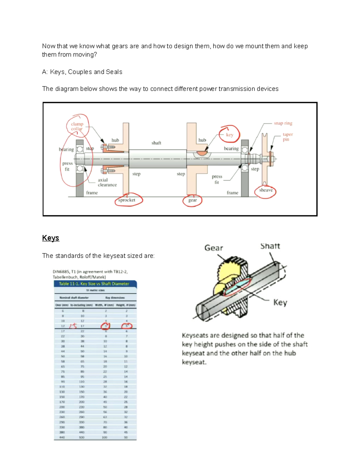 Lecture 13 Keys, Couples and Seals - MECH2100 - Now that we know what ...