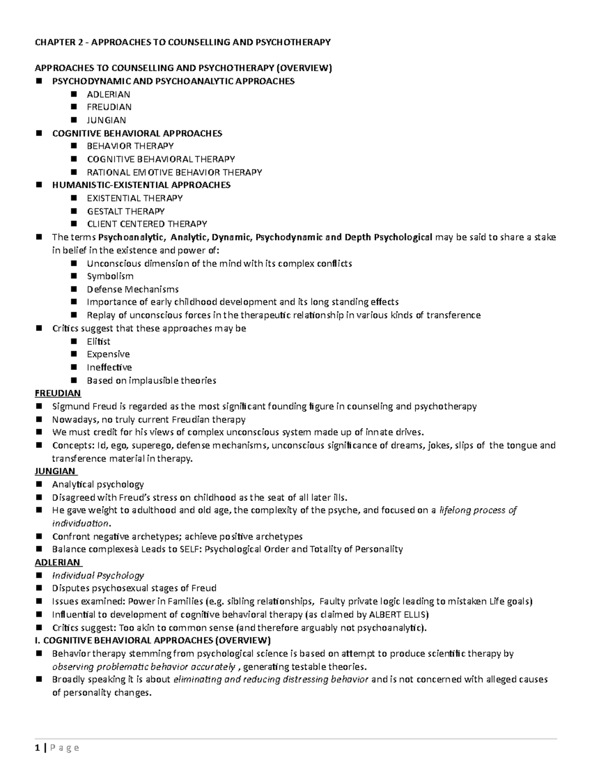 Chapter 2 - APPROACHES TO COUNSELLING AND PSYCHOTHERAPY - CHAPTER 2 ...