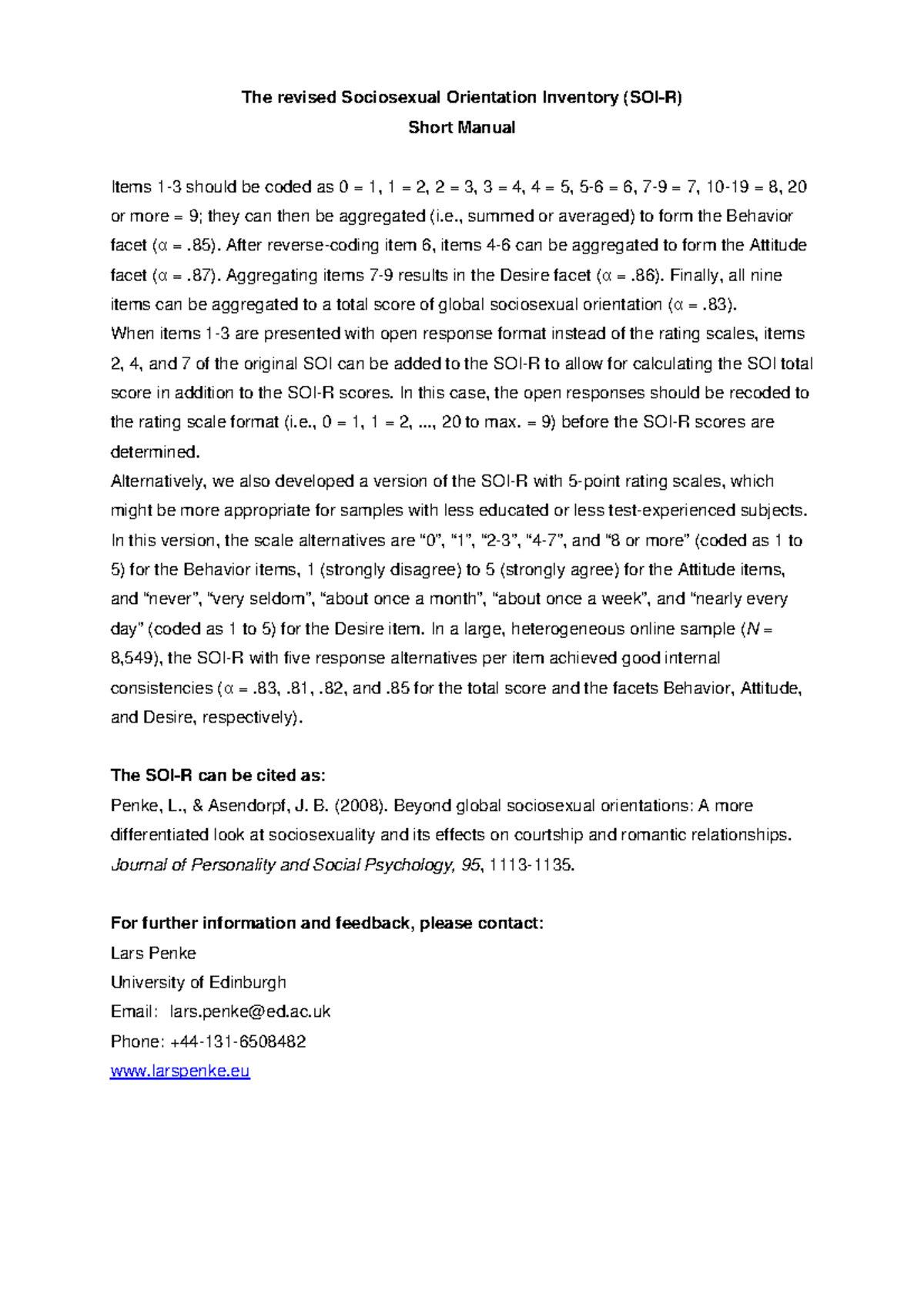 SOI-R Manual - Test SOI - The revised Sociosexual Orientation Inventory ...