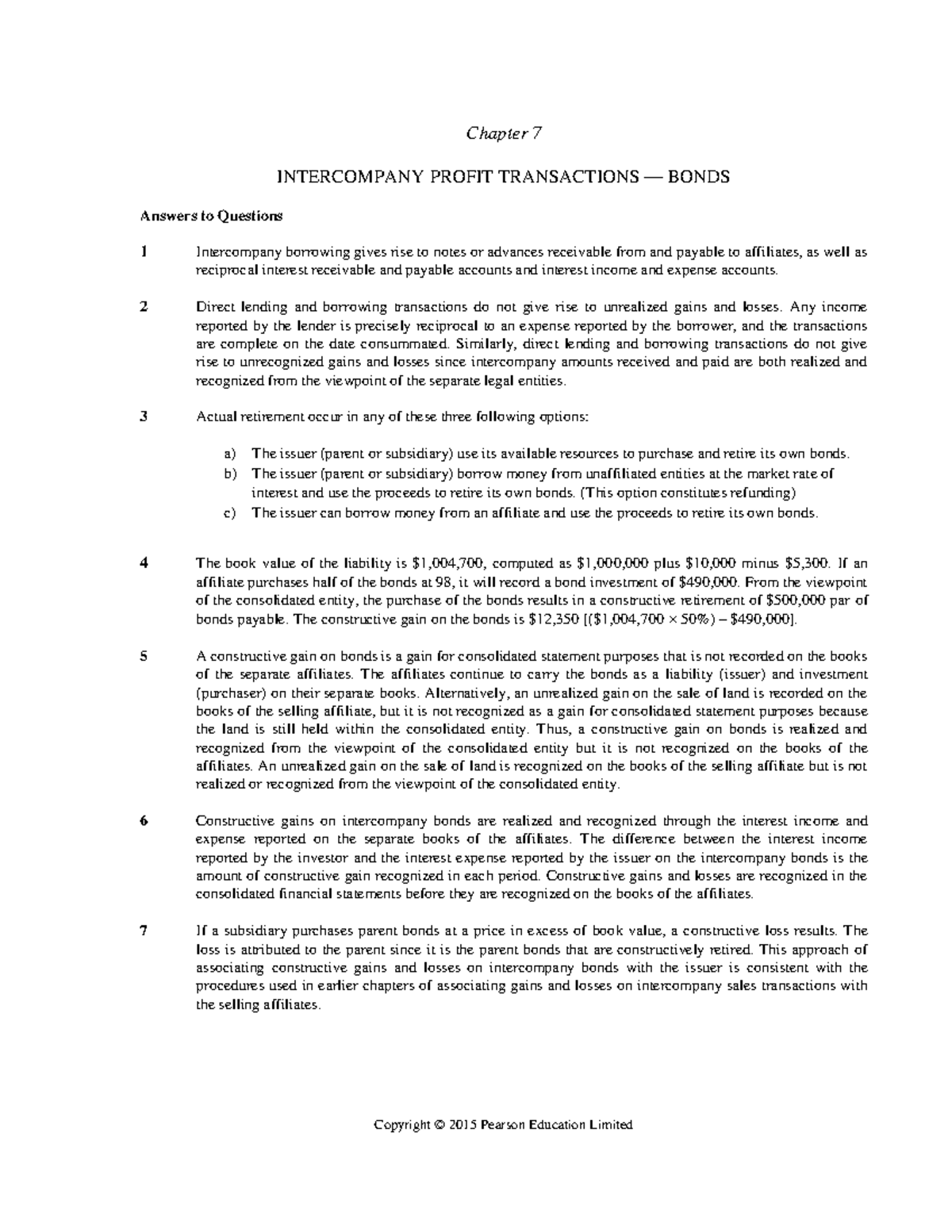 Pdfcoffee - This is a solution - Chapter 7 INTERCOMPANY PROFIT TRANSACTIONS — BONDS Answers to ...