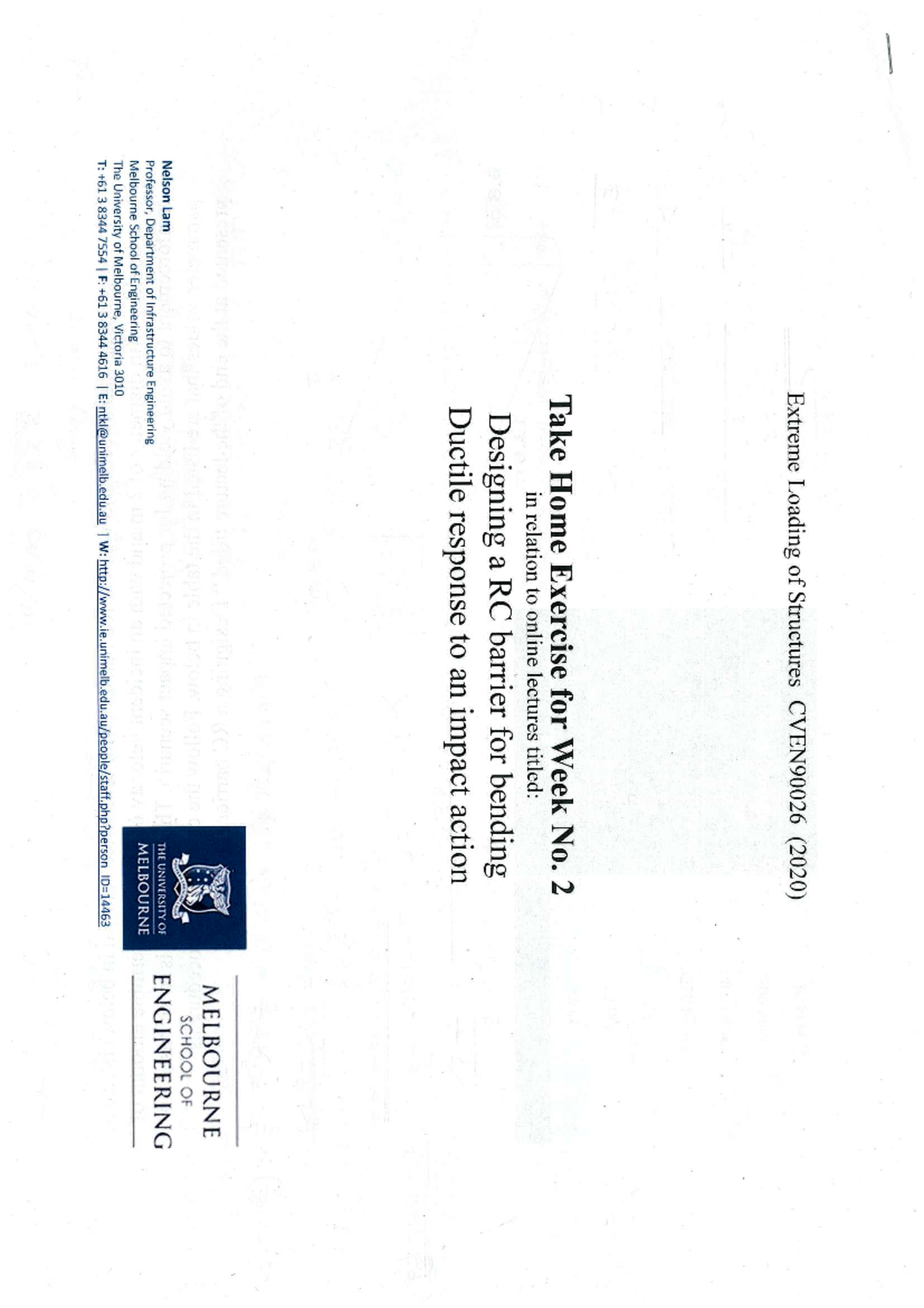 Take home exercise for Week No.2 (with the solutions) - CVEN90049 - Studocu