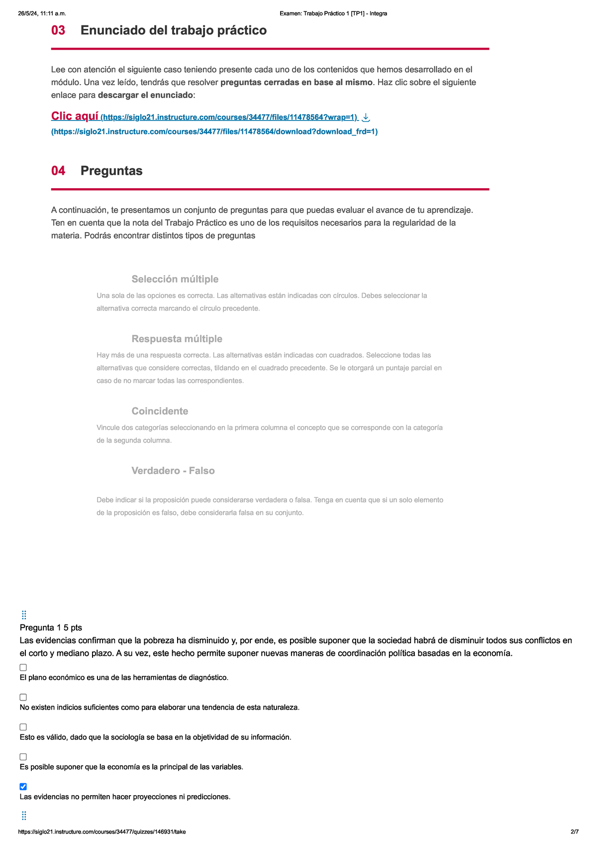 Examen Trabajo Práctico 1 [TP1] - Integra - ! "# - Studocu