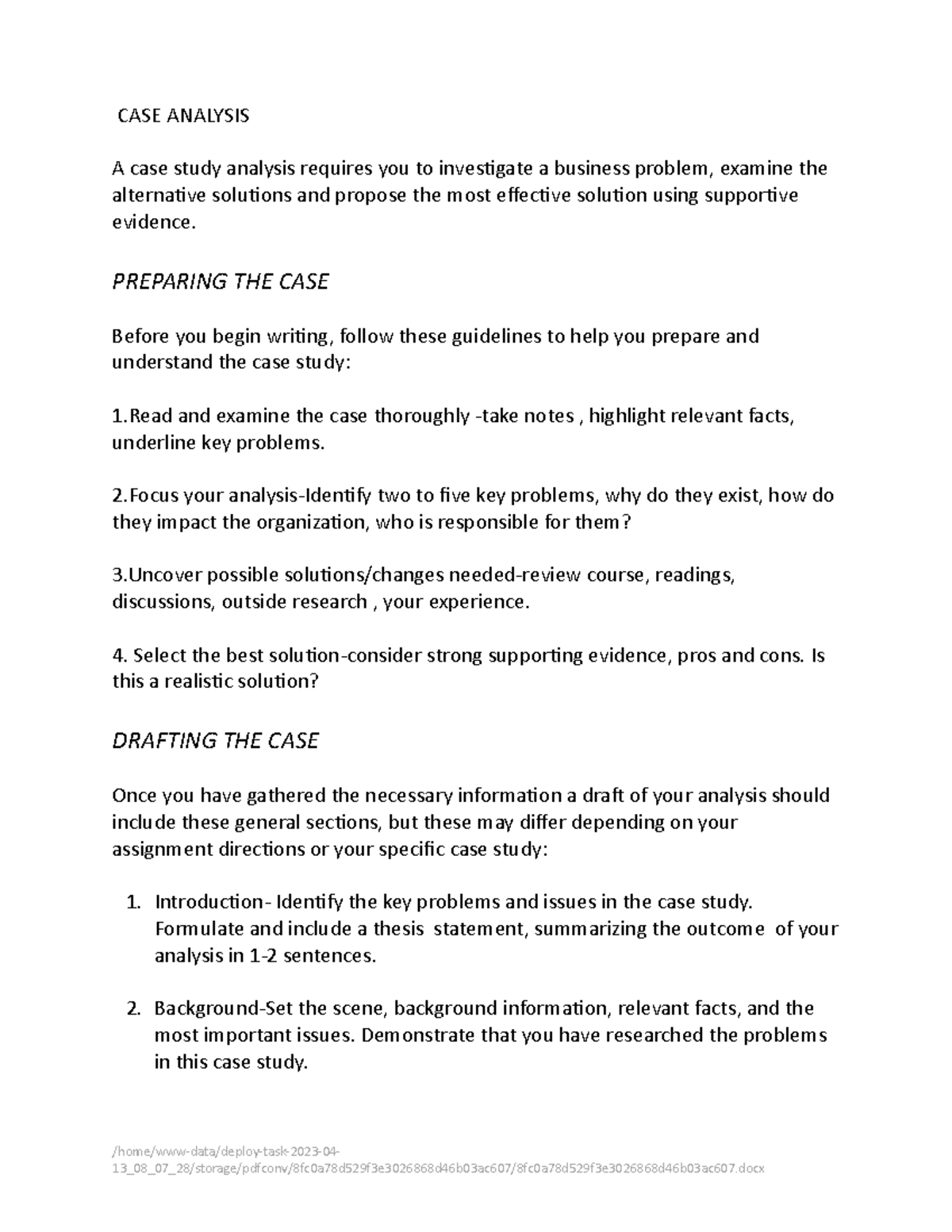 CASE Analysis(1) - exam materials - CASE ANALYSIS A case study analysis ...