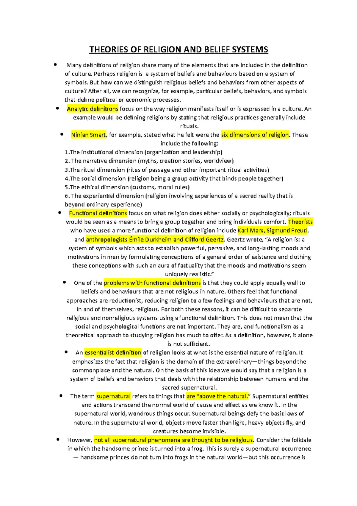 Theories OF Religion AND Belief Systems - THEORIES OF RELIGION AND ...