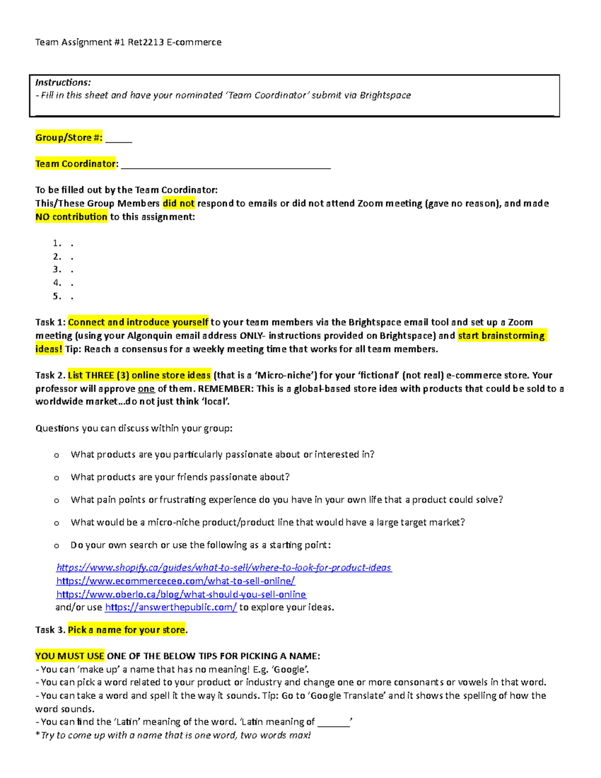 22Summer Assignment 1 Due Week 3 - Team Assignment #1 Ret2213 E ...