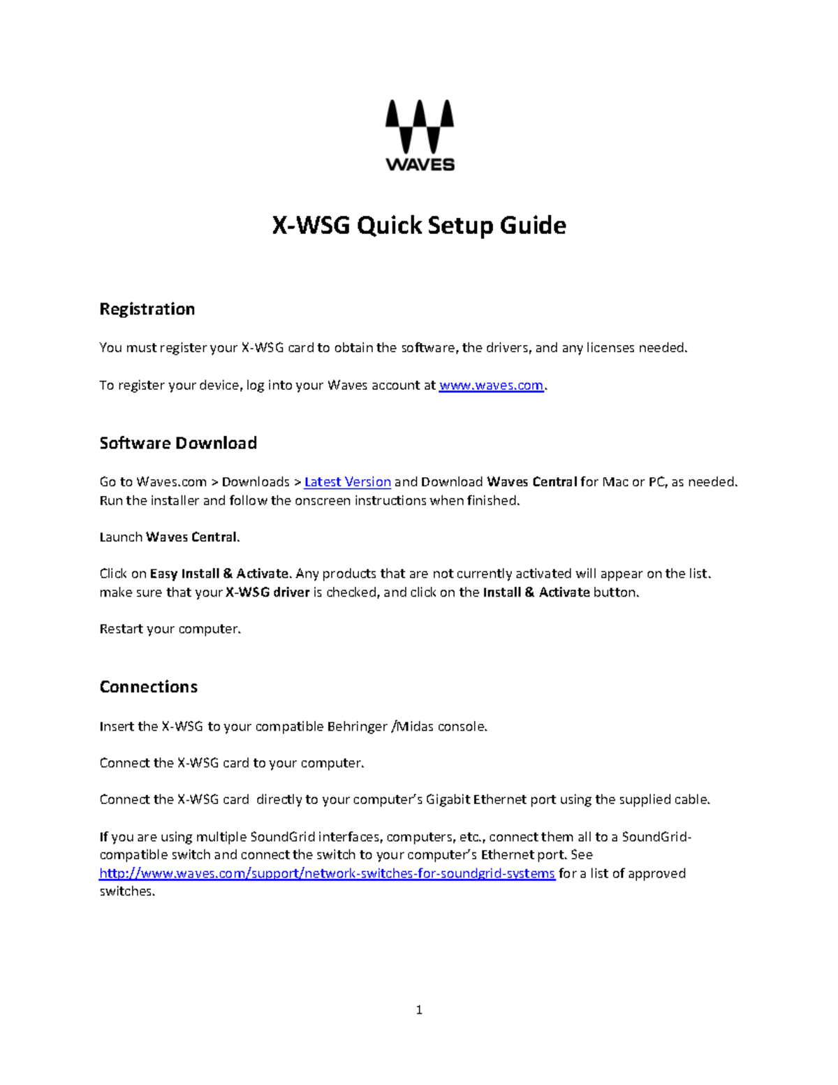 X-WSG Quick Start Guide - X-WSG Quick Setup Guide Registration You must ...