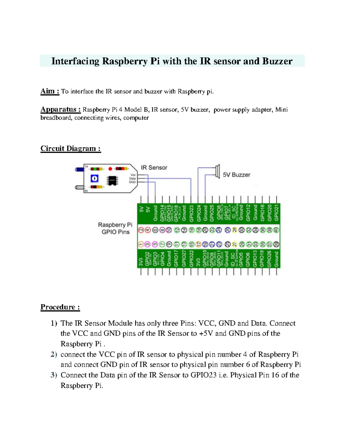 Interfacing Raspberry Pi with the IR Sensor - Apparatus : Raspberry Pi ...