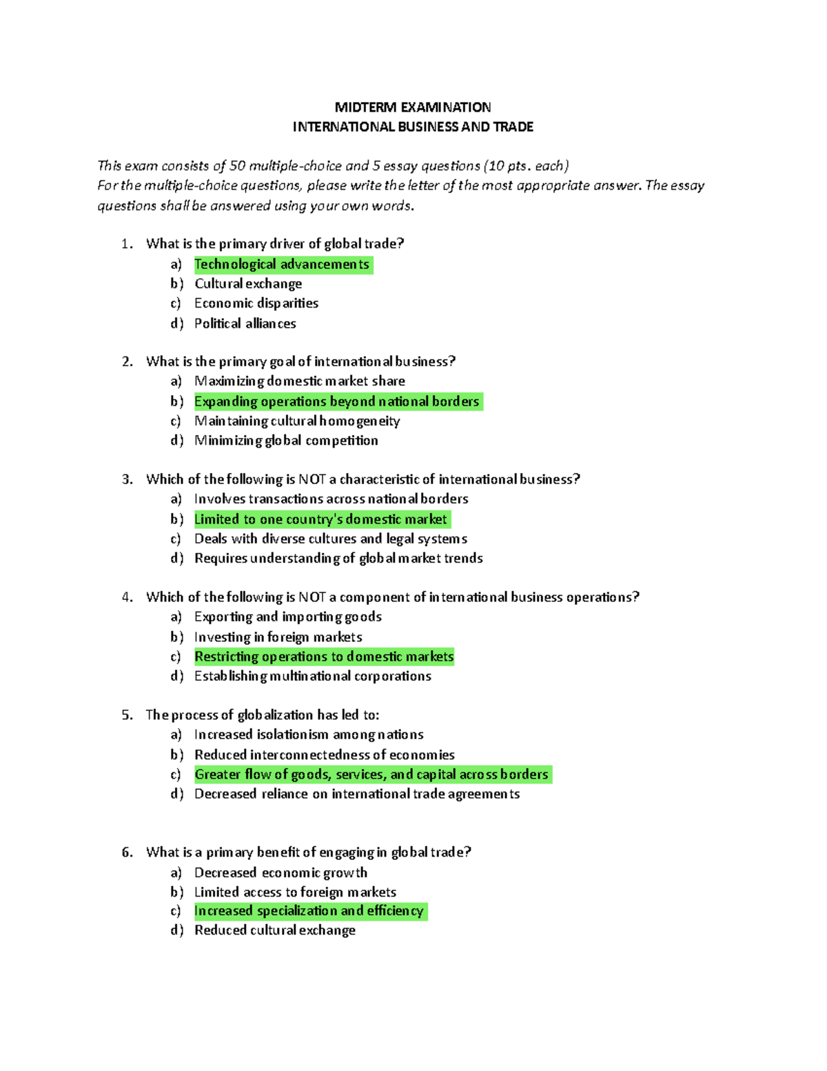 IBT-Midterm-Exam - international business trade midterm exam - MIDTERM ...