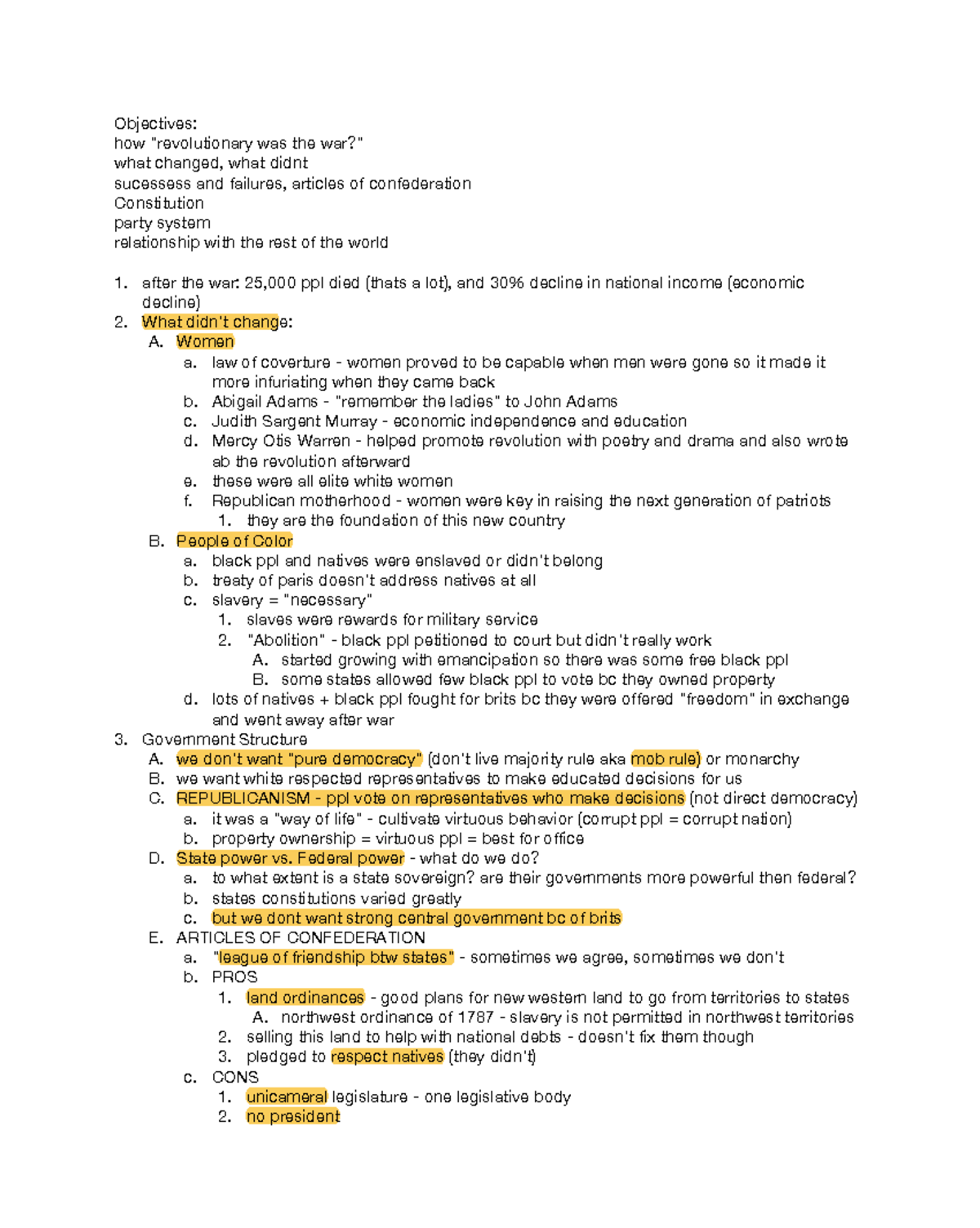*New Nation - Early Republic - Objectives: how "revolutionary was the ...