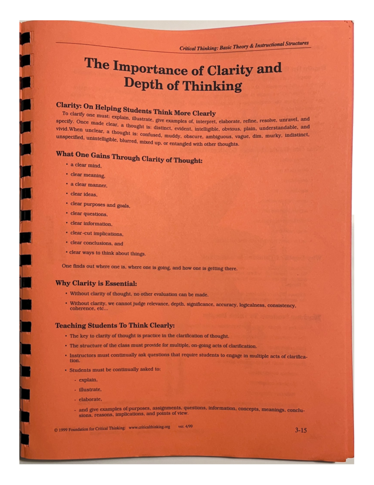 The Importance of Clarity - clarify Once one must: explain, illustrate ...