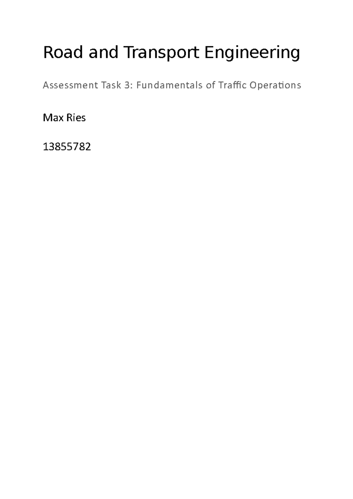 Road and Transport task 3 - Road and Transport Engineering Assessment ...