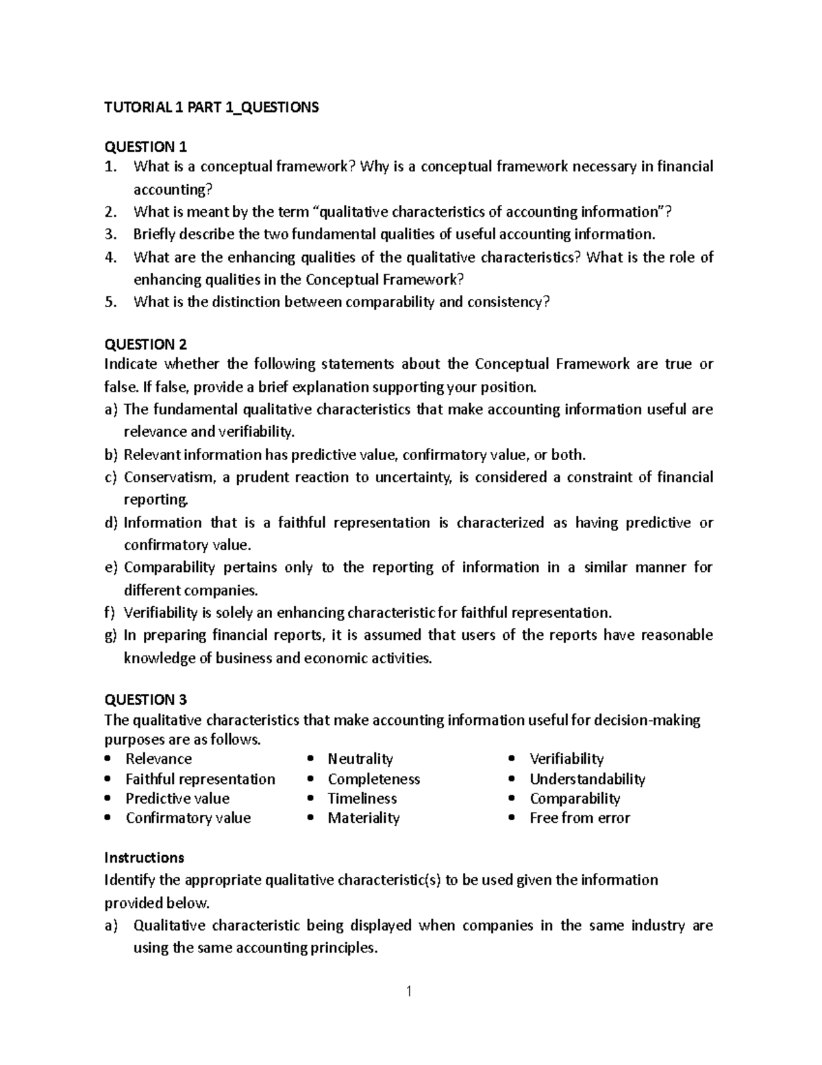 W1-Tutorial 1-Part 1-Question - TUTORIAL 1 PART 1_QUESTIONS QUESTION 1 What is a conceptual ...