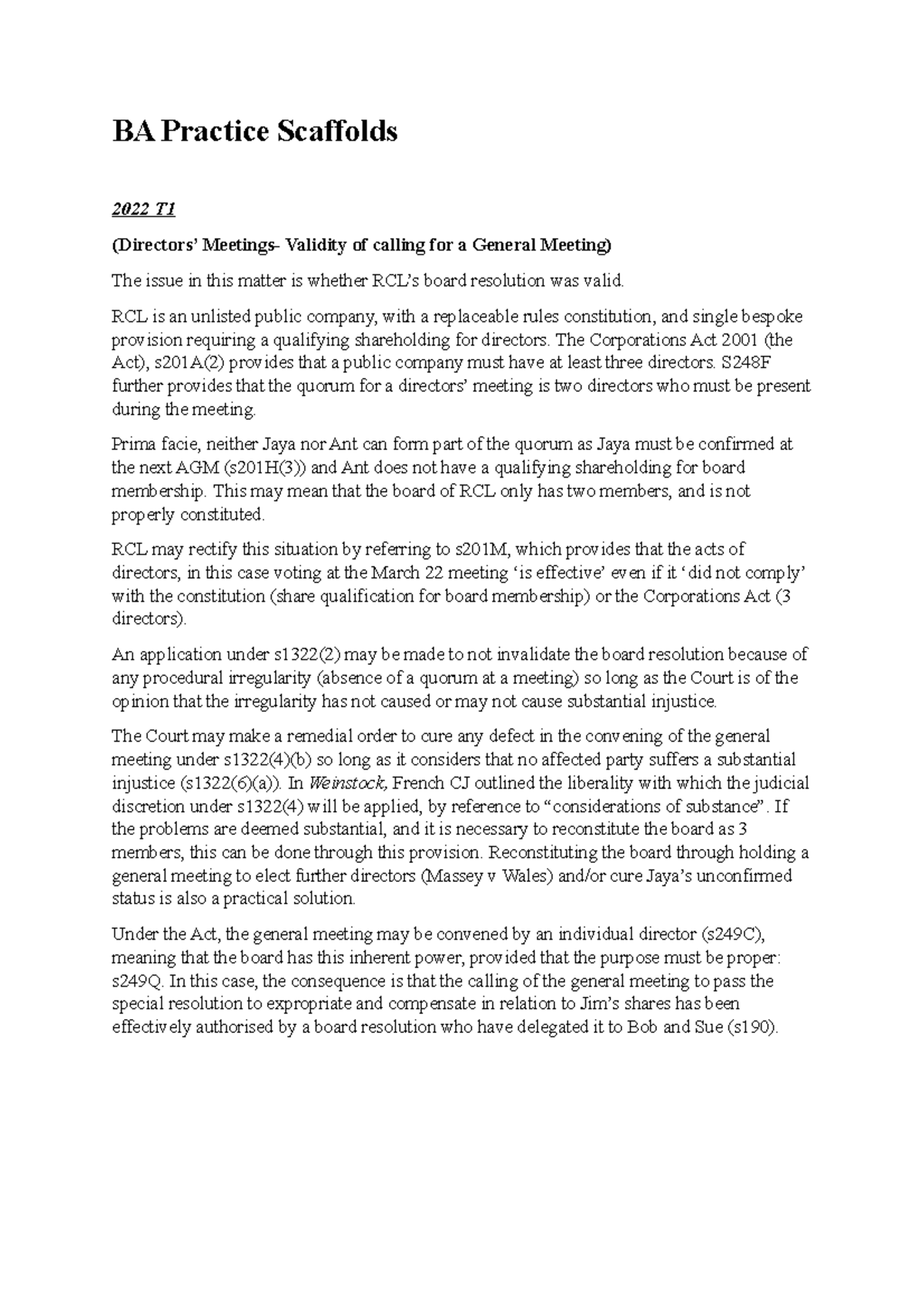 BA Practice Scaffolds - BA Practice Scaffolds 2022 T (Directors ...