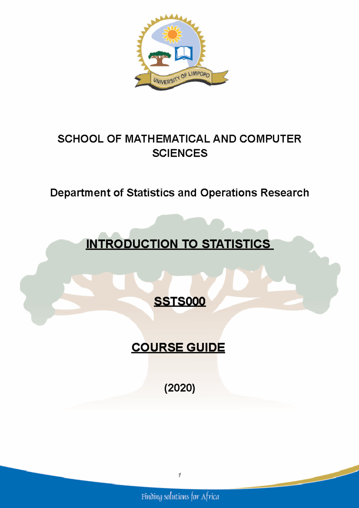 SSTS 000 - 2020 Study Guide - SCHOOL OF MATHEMATICAL AND COMPUTER ...