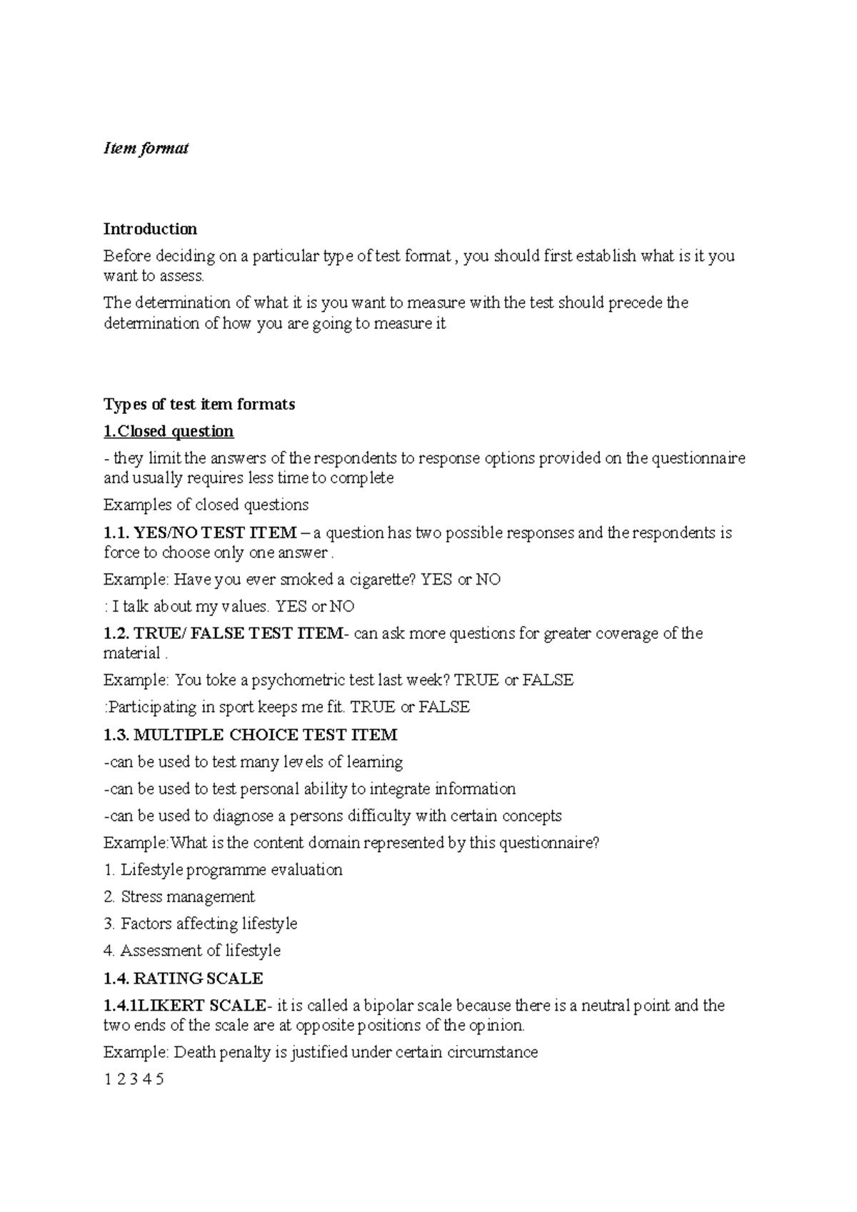 Summarised+notes+on+Item+Format - Item format Introduction Before ...
