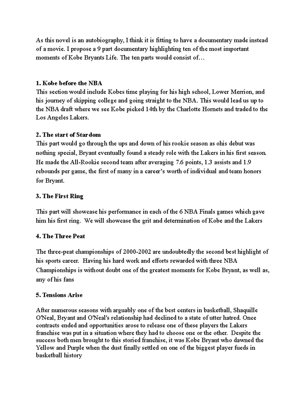 Kobe Bryant Lecture Notes CW - As this novel is an autobiography, I ...