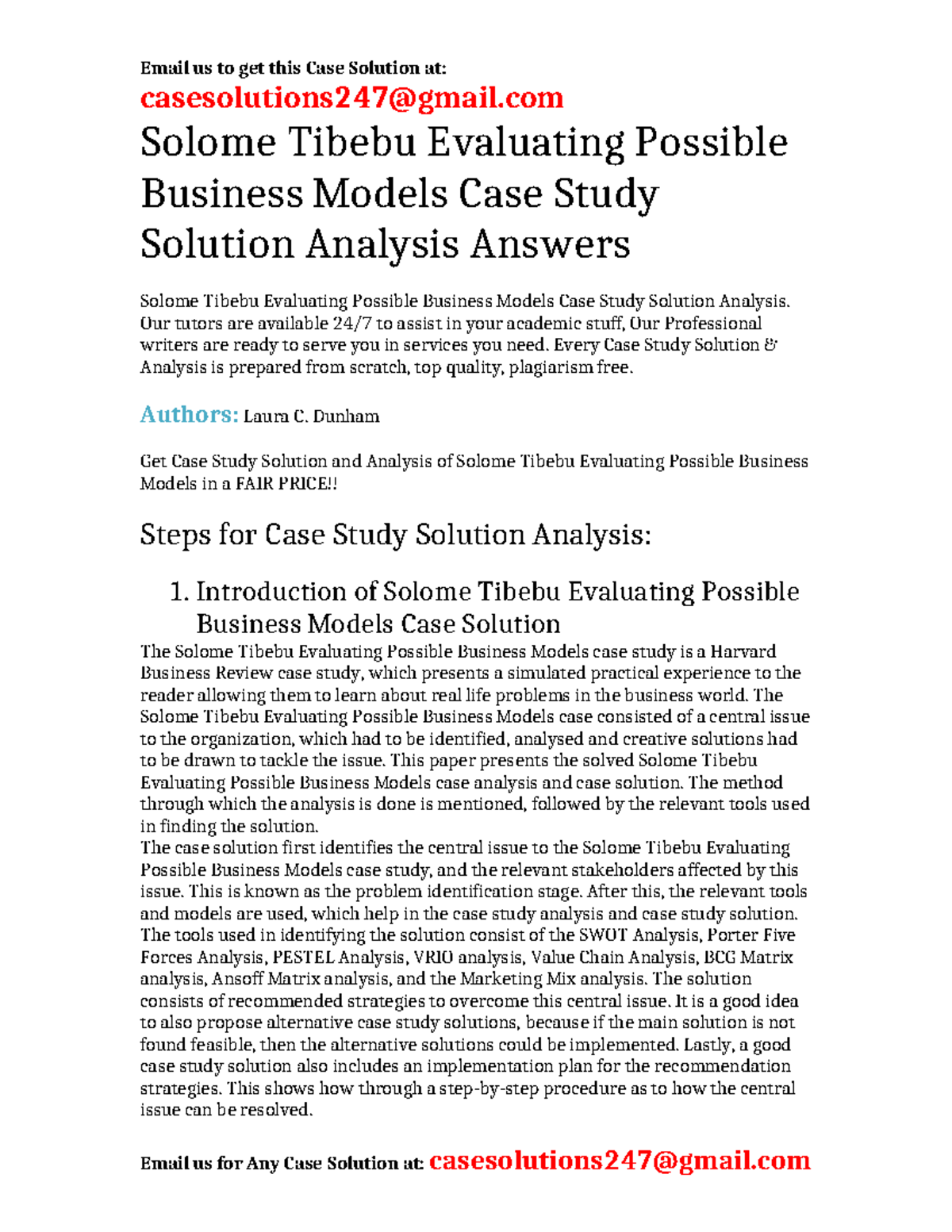Case Solution Solome Tibebu Evaluating Possible Business Models ...