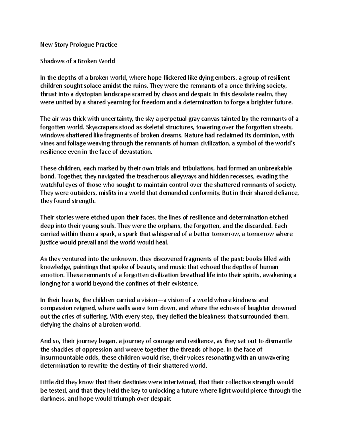 New Story Prologue Practice - New Story Prologue Practice Shadows of a ...