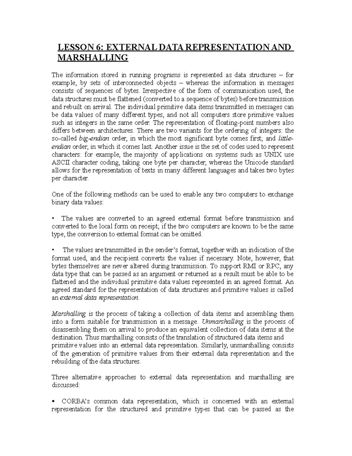 Lesson 6 database admin - LESSON 6: EXTERNAL DATA REPRESENTATION AND ...