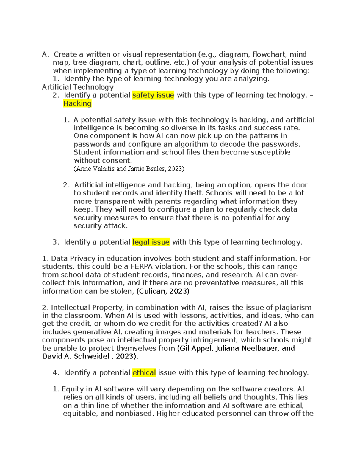 D294 Task3Safety Issues - A. Create a written or visual representation ...