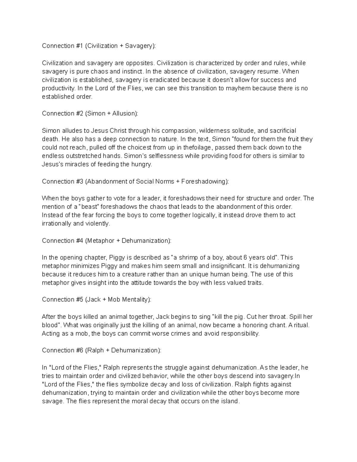 LOTF Hexagonal Analysis - Connection #1 (Civilization + Savagery ...