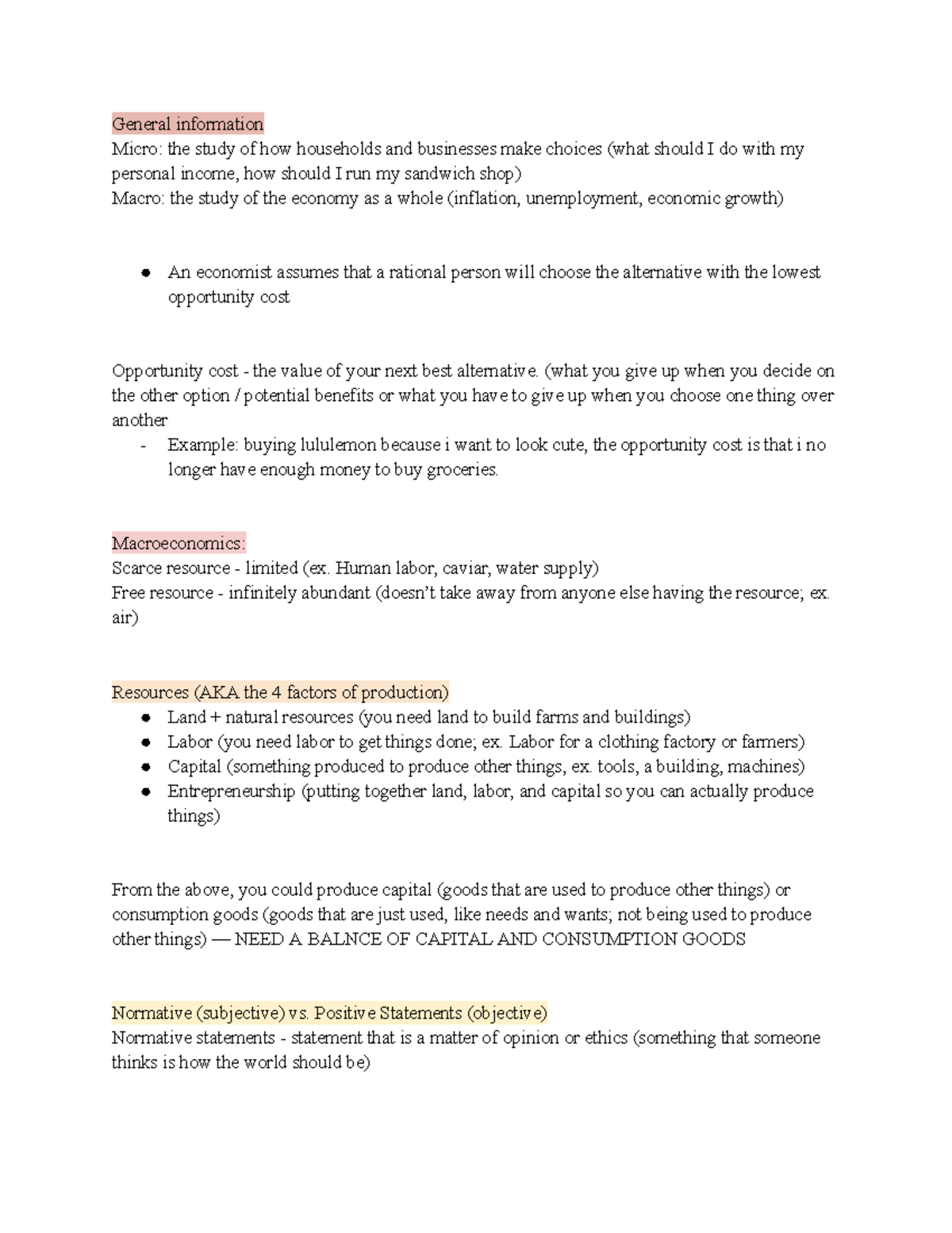 Econ 101 notes - ECON 101 - UNC Chapel Hill - Studocu