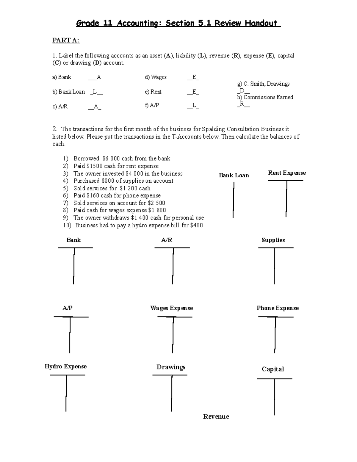1)Section 5.1 Handout - updated - Grade 11 Accounting: Section 5 Review ...