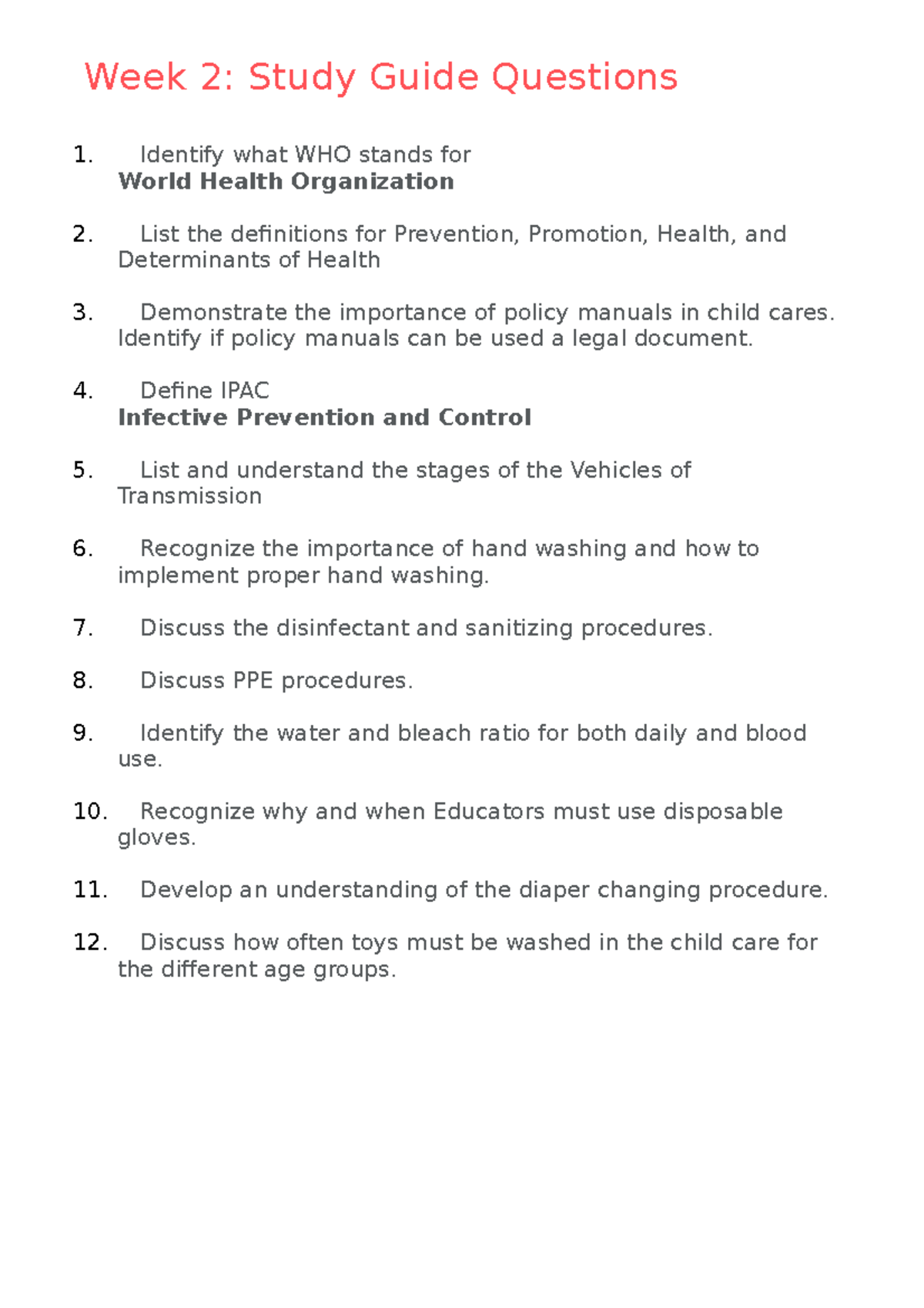 Weeek 2 Study Guide Question - Week 2: Study Guide Questions Identify ...