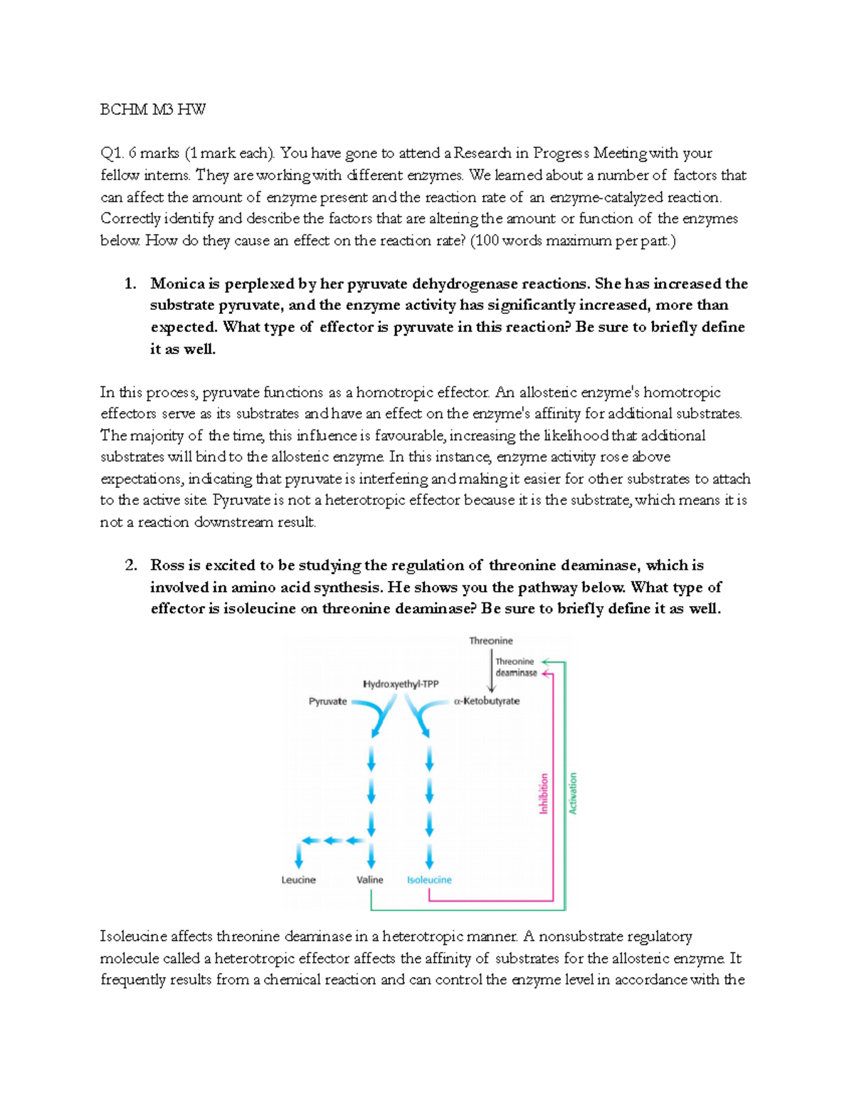 BCHM M3 HW - Module 3 homework questions with answers - BCHM M3 HW Q1 ...