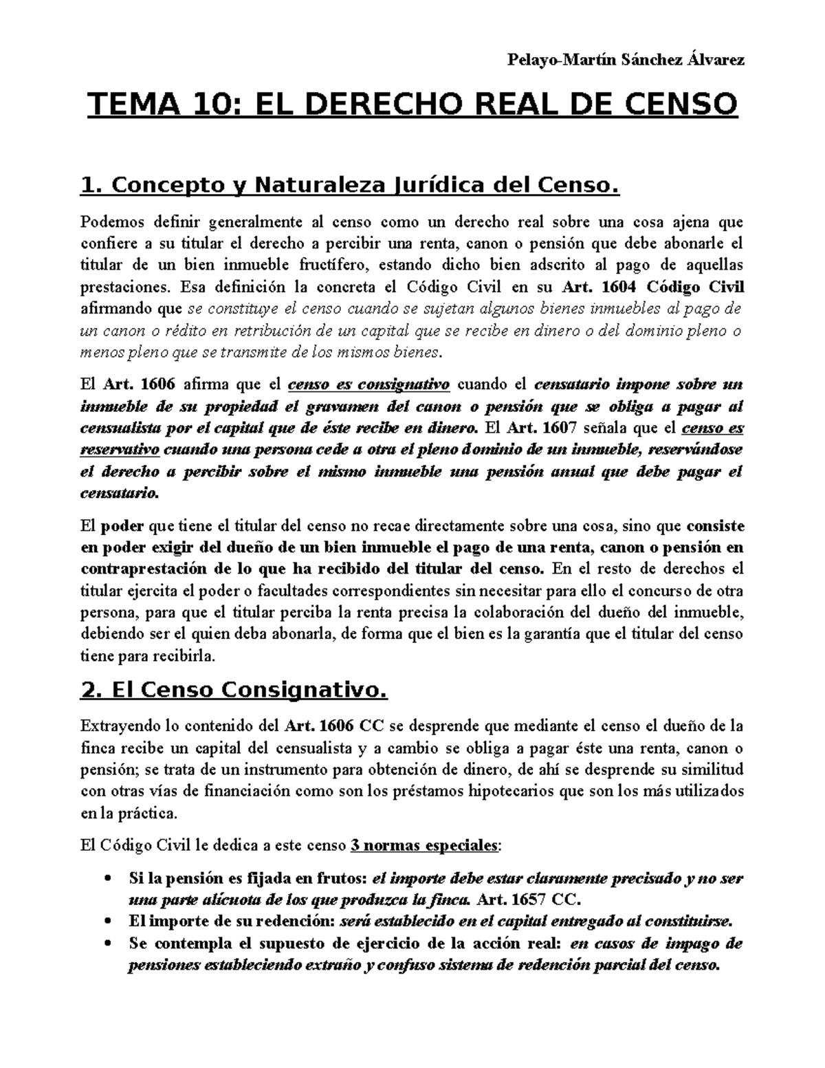TEMA 10 - Apuntes de clase 10 - TEMA 10: EL DERECHO REAL DE CENSO 1 ...