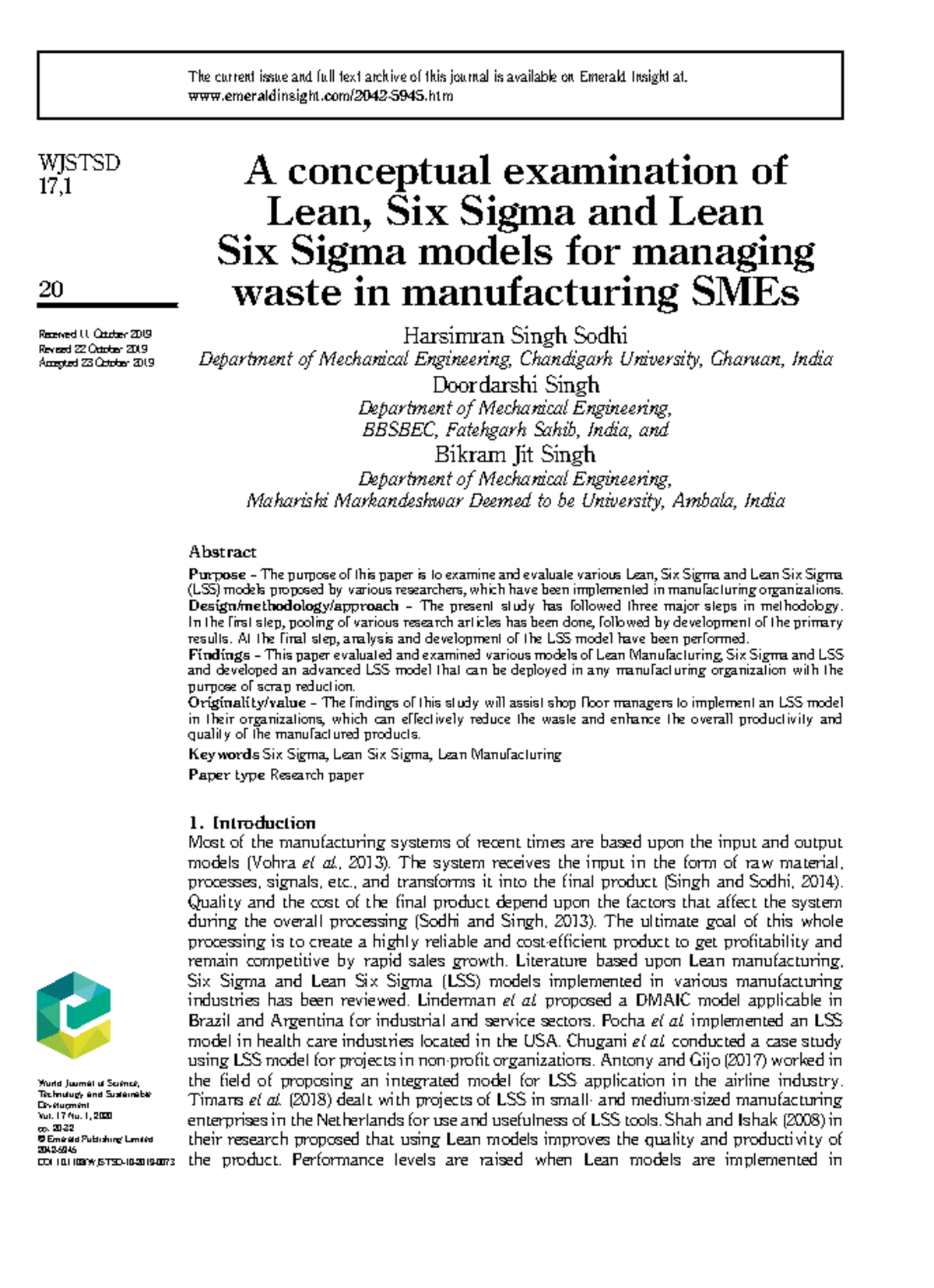 A conceptual examination of Le - A conceptual examination of Lean, Six ...