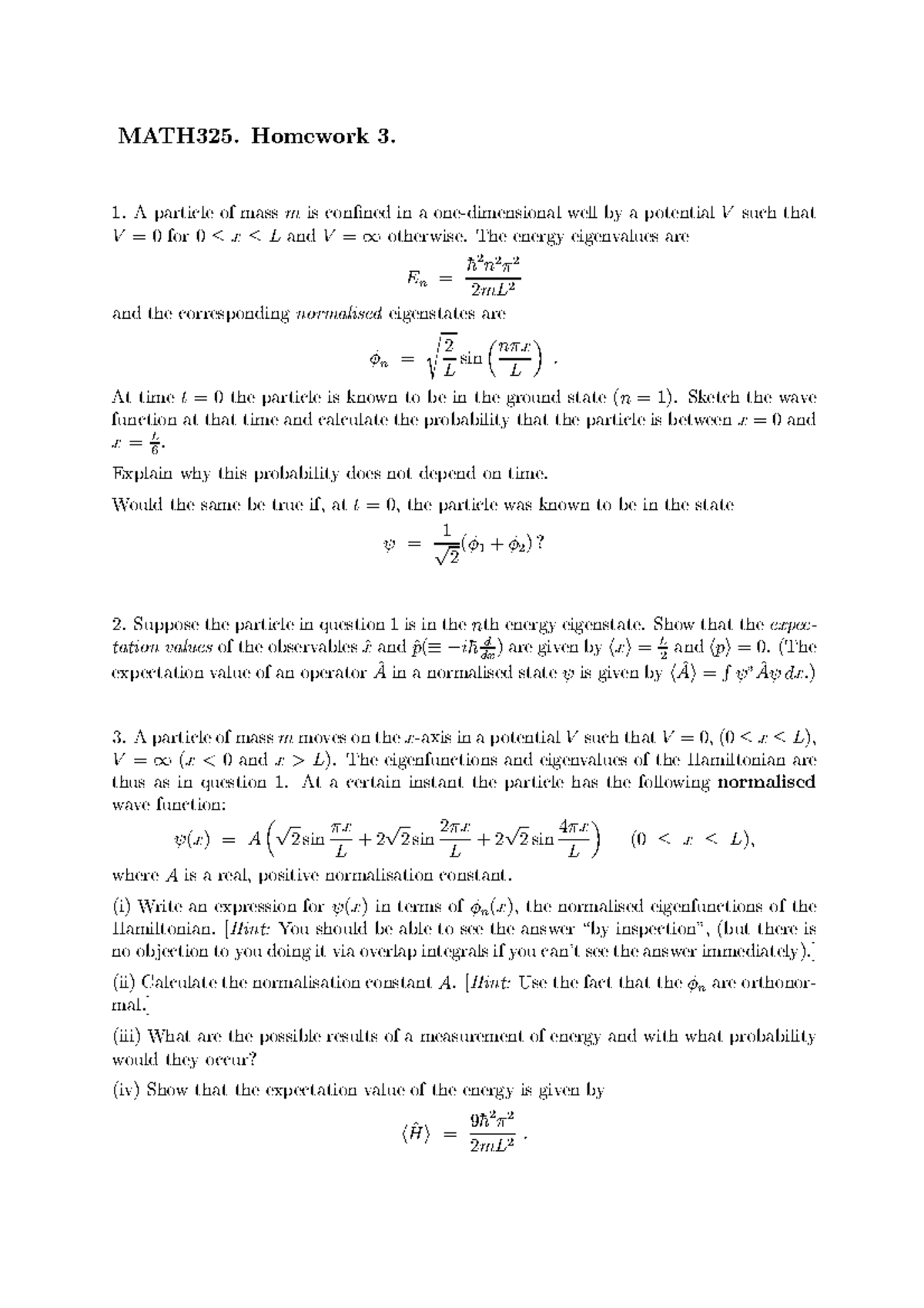 MATH325 2017-2018 Homework 3 - - Studocu