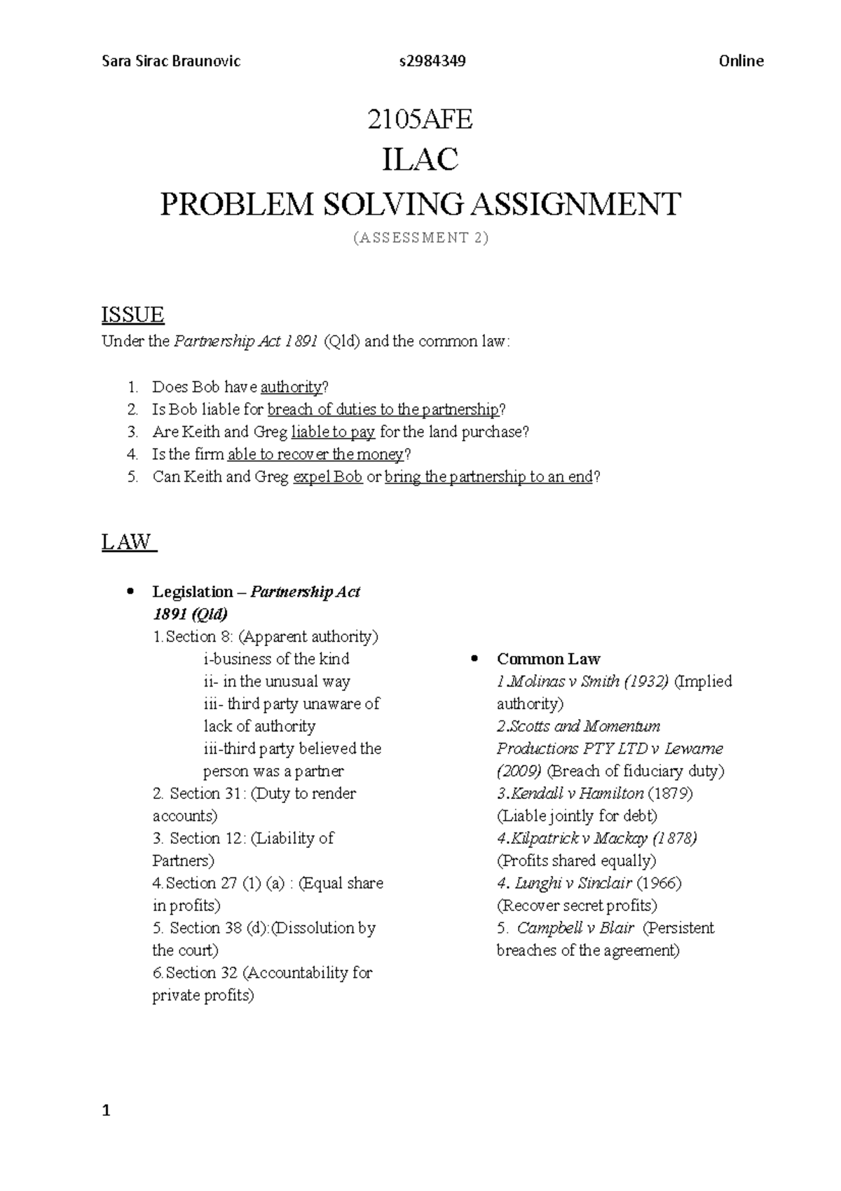 ILAC - Problem Solving Assignment - Sara Sirac Braunovic s2984349 ...