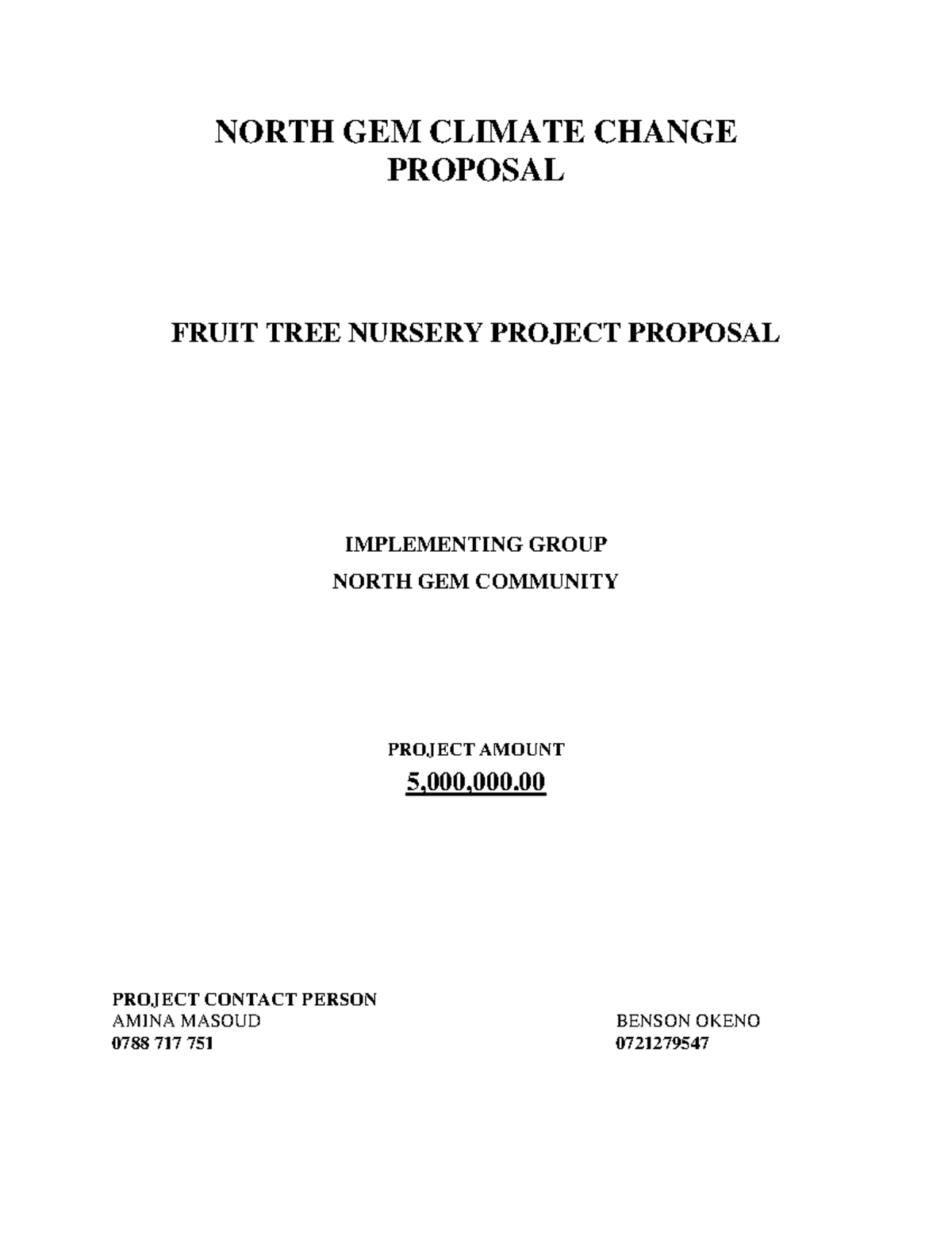 North GEM Project Proposal - NORTH GEM CLIMATE CHANGE PROPOSAL FRUIT ...