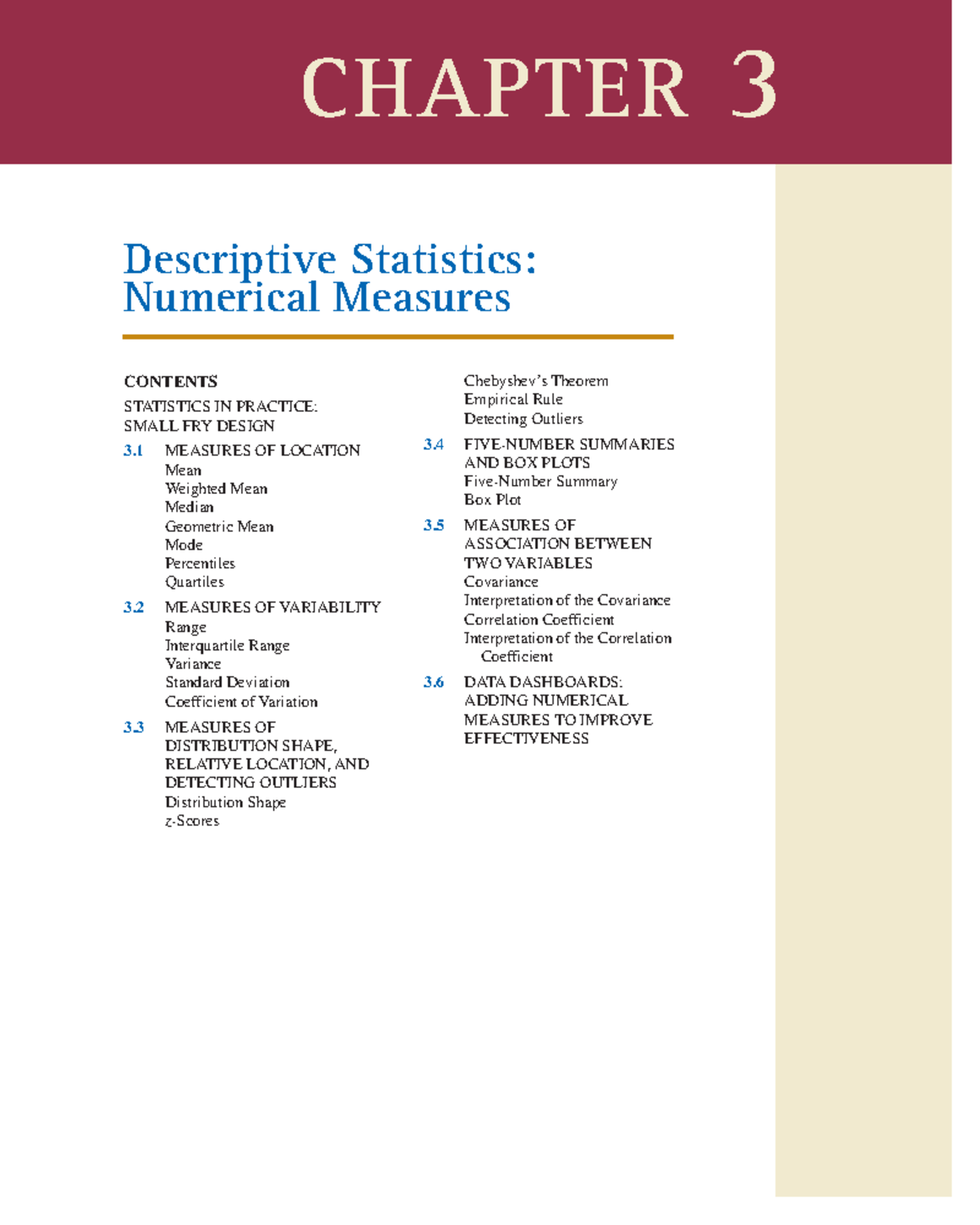 Chapter 03 - Descriptive Statistics: Numerical Measures CONTENTS ...