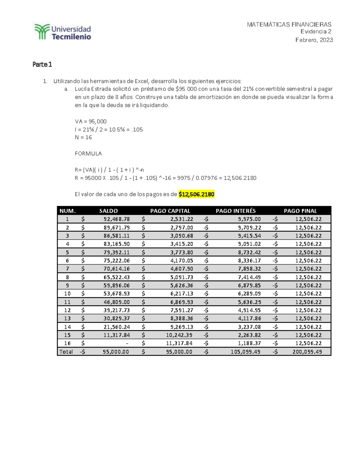 Matematicas Financieras Evidencia 2 - MATEMÁTICAS FINANCIERAS ...