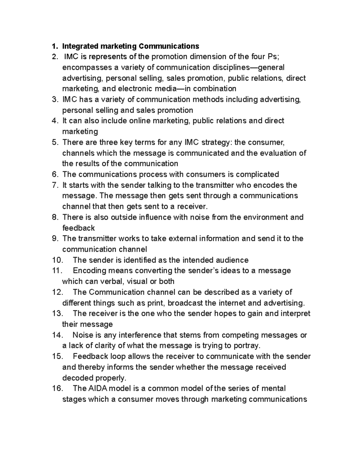 Comm 296 Chapter 17 Review - 1. Integrated marketing Communications 2 ...