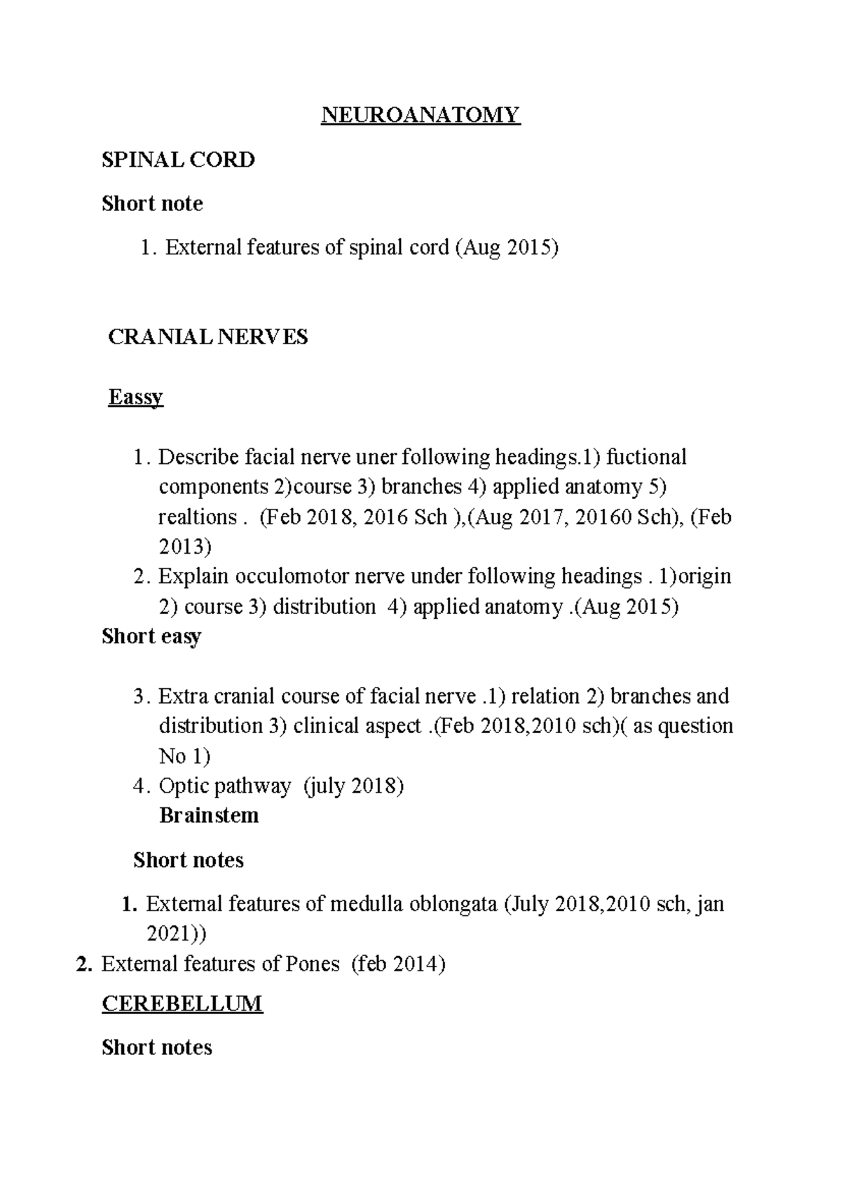 Neuroanatomy and general anatomy - NEUROANATOMY SPINAL CORD Short note ...