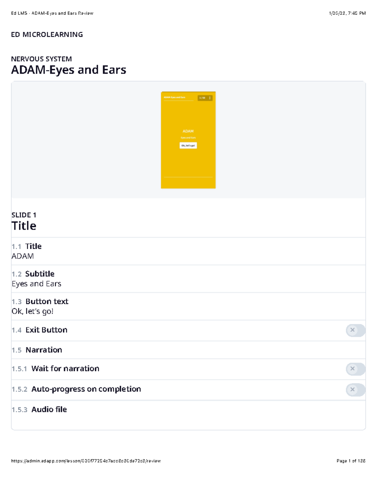 ADAM-Eyes and Ears Review - ED MICROLEARNING NERVOUS SYSTEM ADAM-Eyes ...