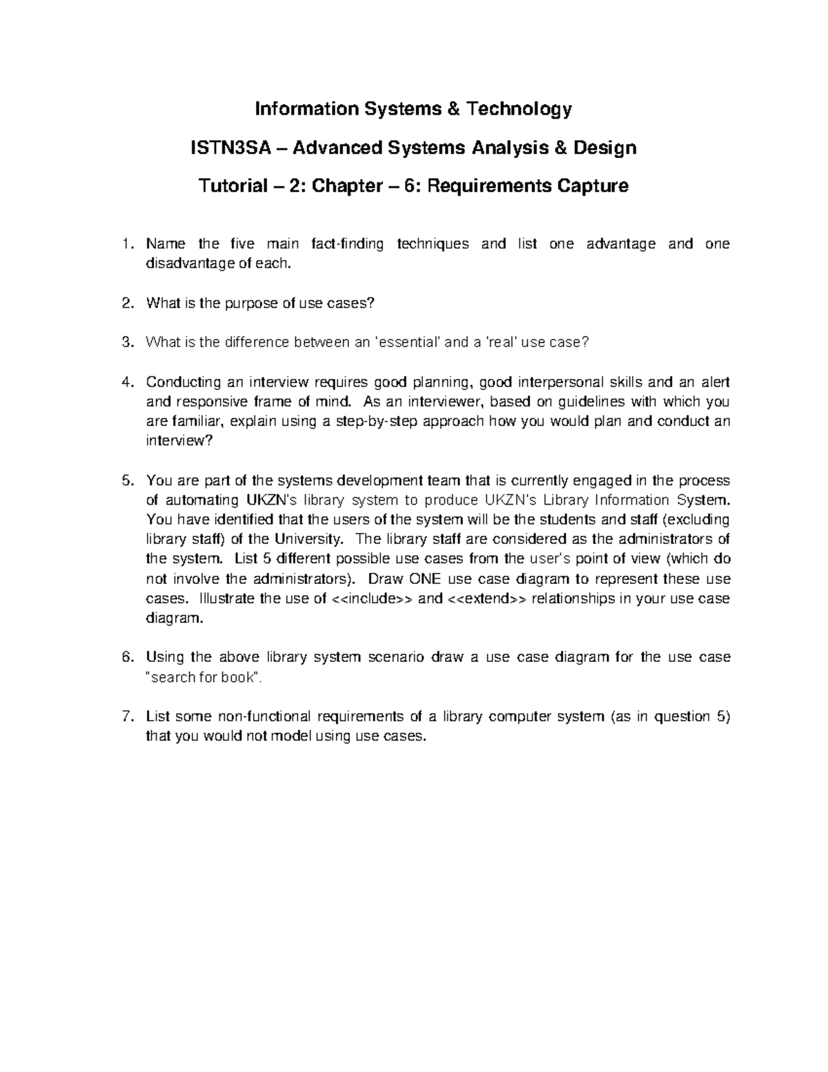 ISTN3SA Tutorial 2 - Information Systems & Technology ISTN3SA ...