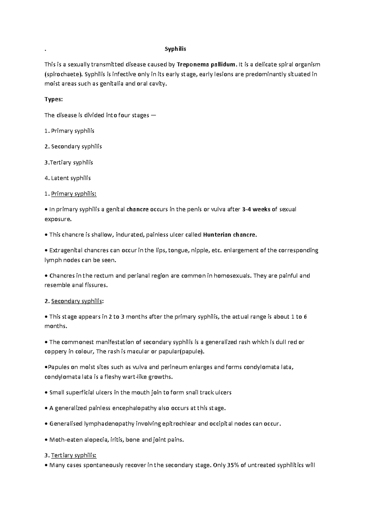 Syphilis - Simple easy well explained note of the topic for the ...