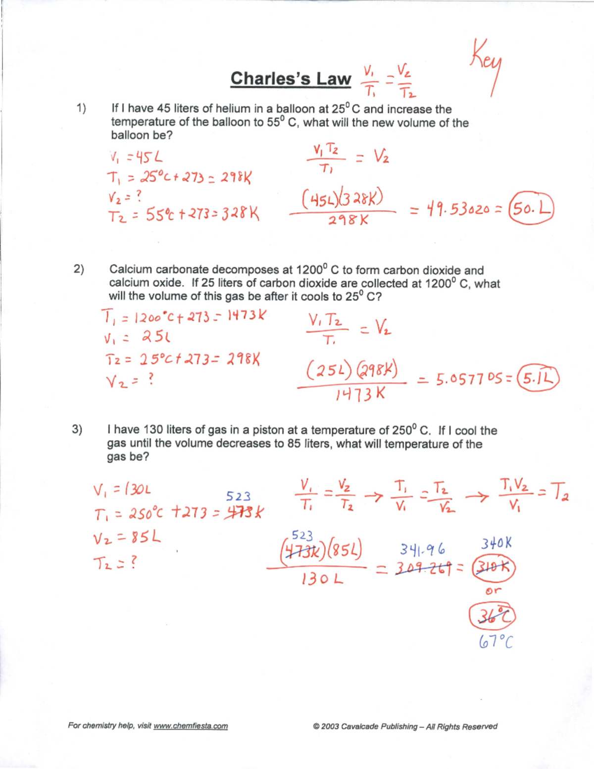 Gas law worksheet key 2 - Ozarks Technical Community College- RST - RST ...