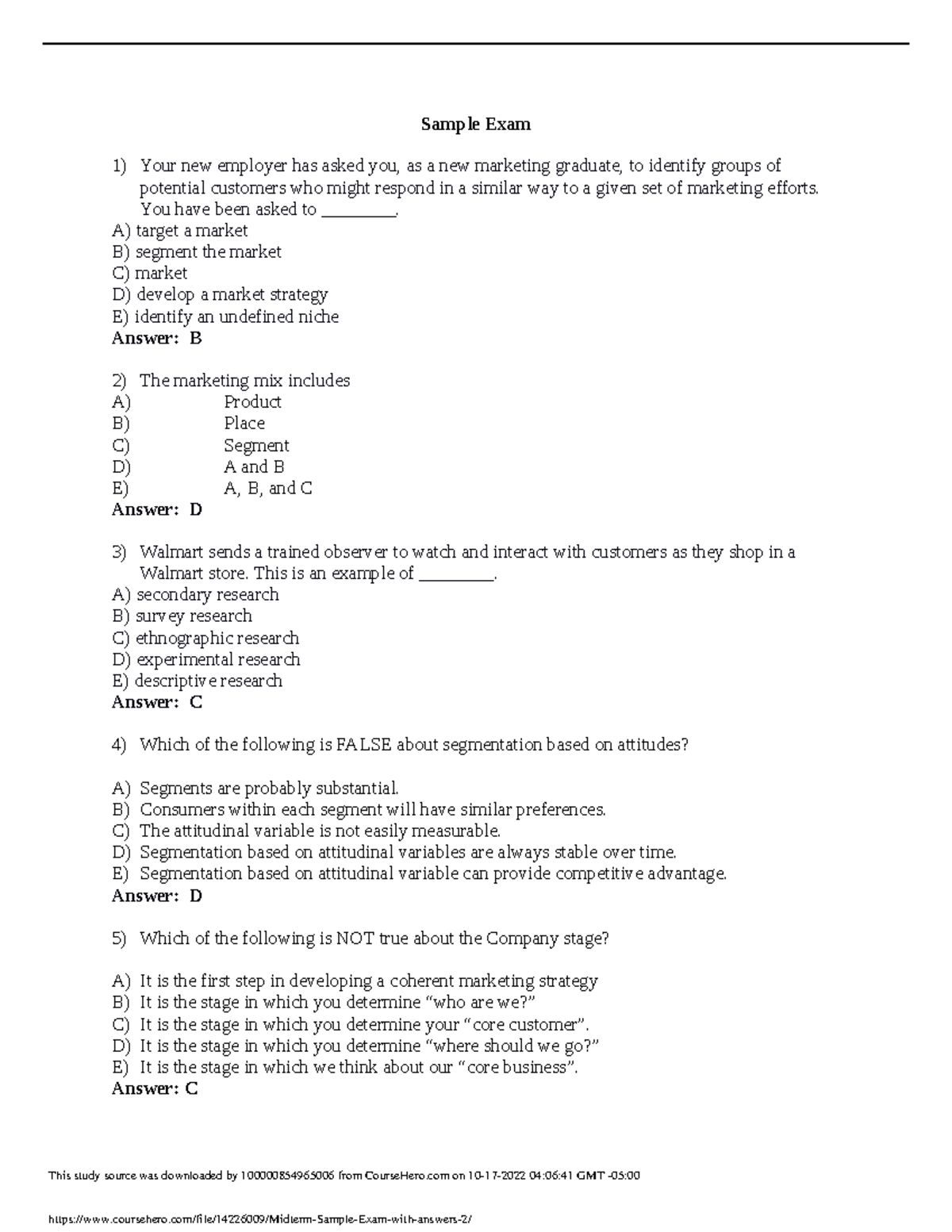 Docx - exam practice - Sample Exam Your new employer has asked you, as ...