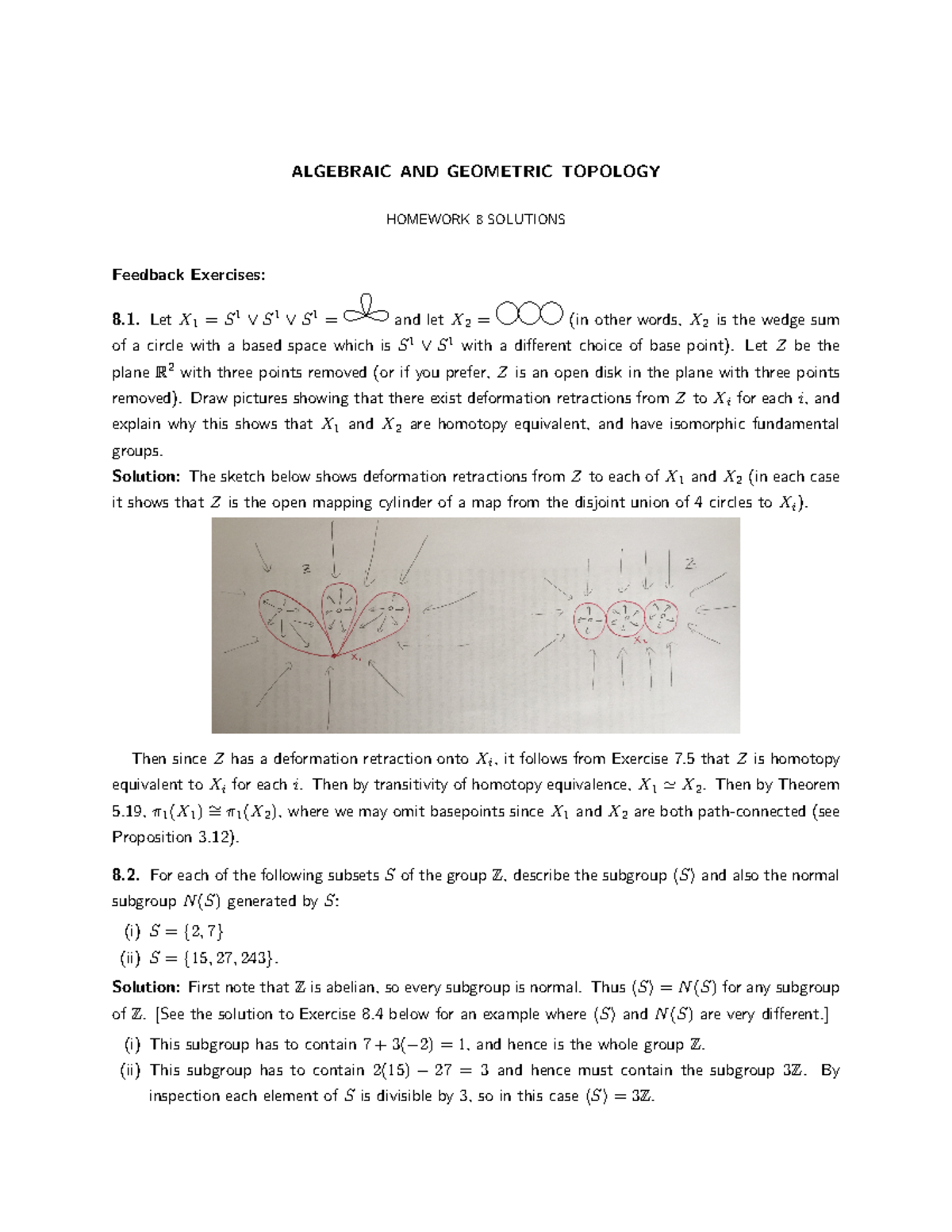 HW8-sol - Detailed solution of home-work 8 - ALGEBRAIC AND GEOMETRIC TOPOLOGY HOMEWORK 8 ...