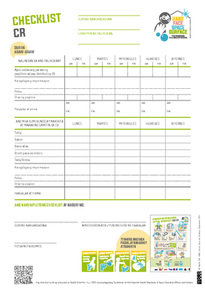 Checklist classroom Filipino WEB - Karagdagang impormasyon Petsa Oras ...