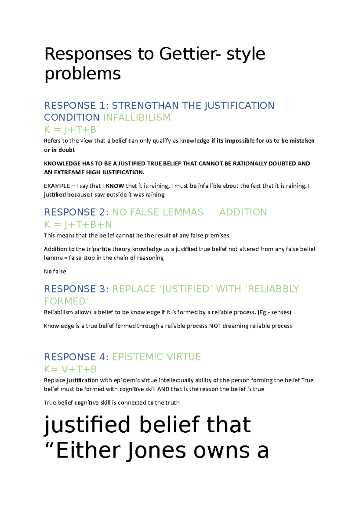 Gettier Response - Alevel Philosophy - Responses to Gettier- style ...